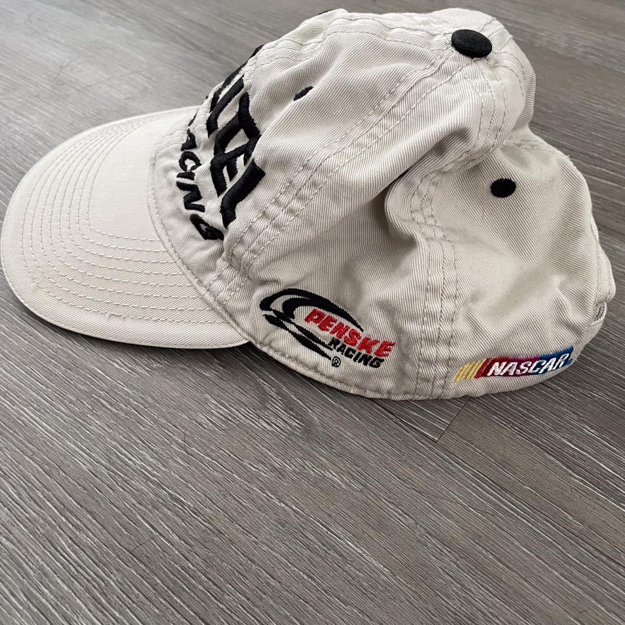White and black Penske/Alltel Racing NASCAR cap with... | Depop