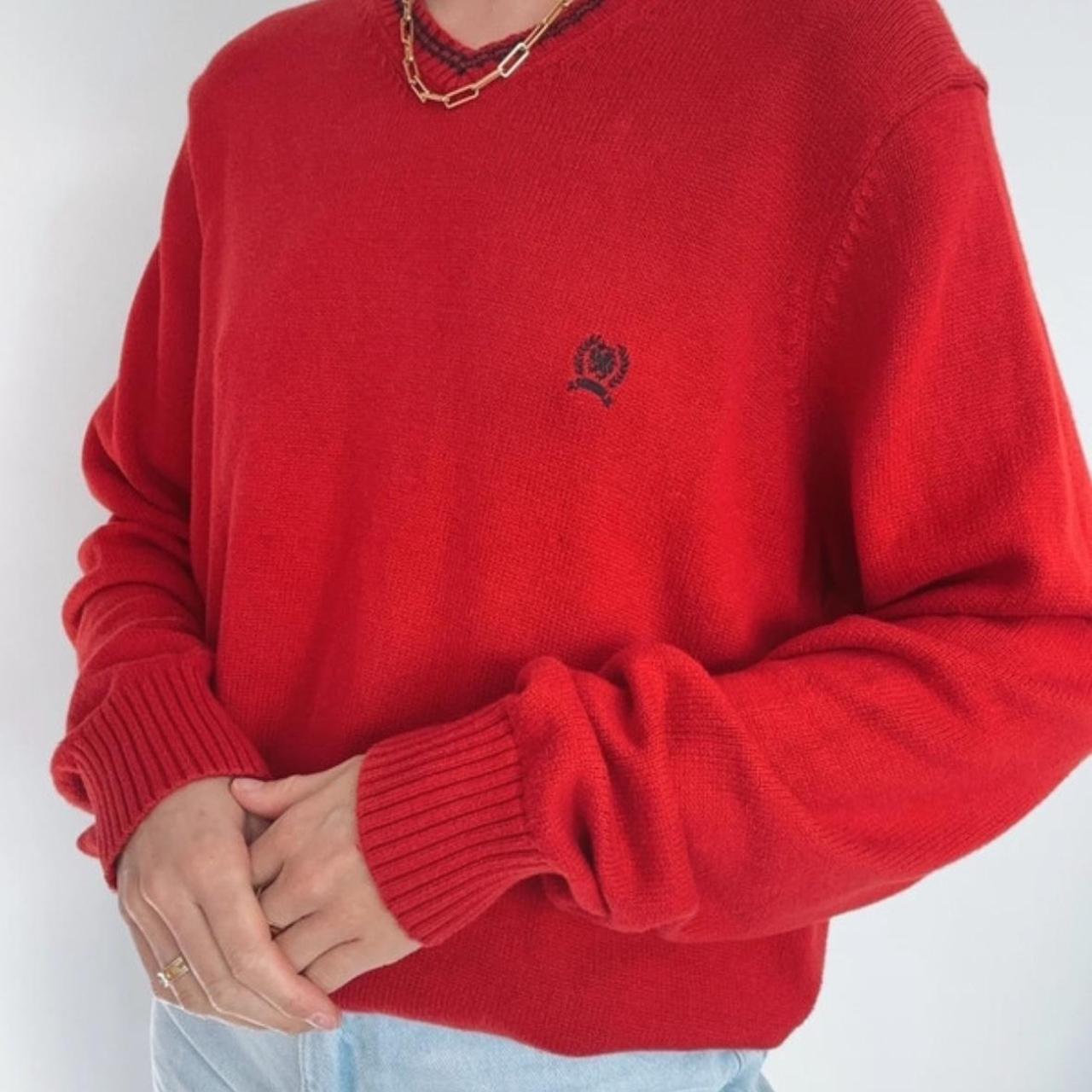 Crest / Tommy Hilfiger Red Jumper MENS SIZE... - Depop