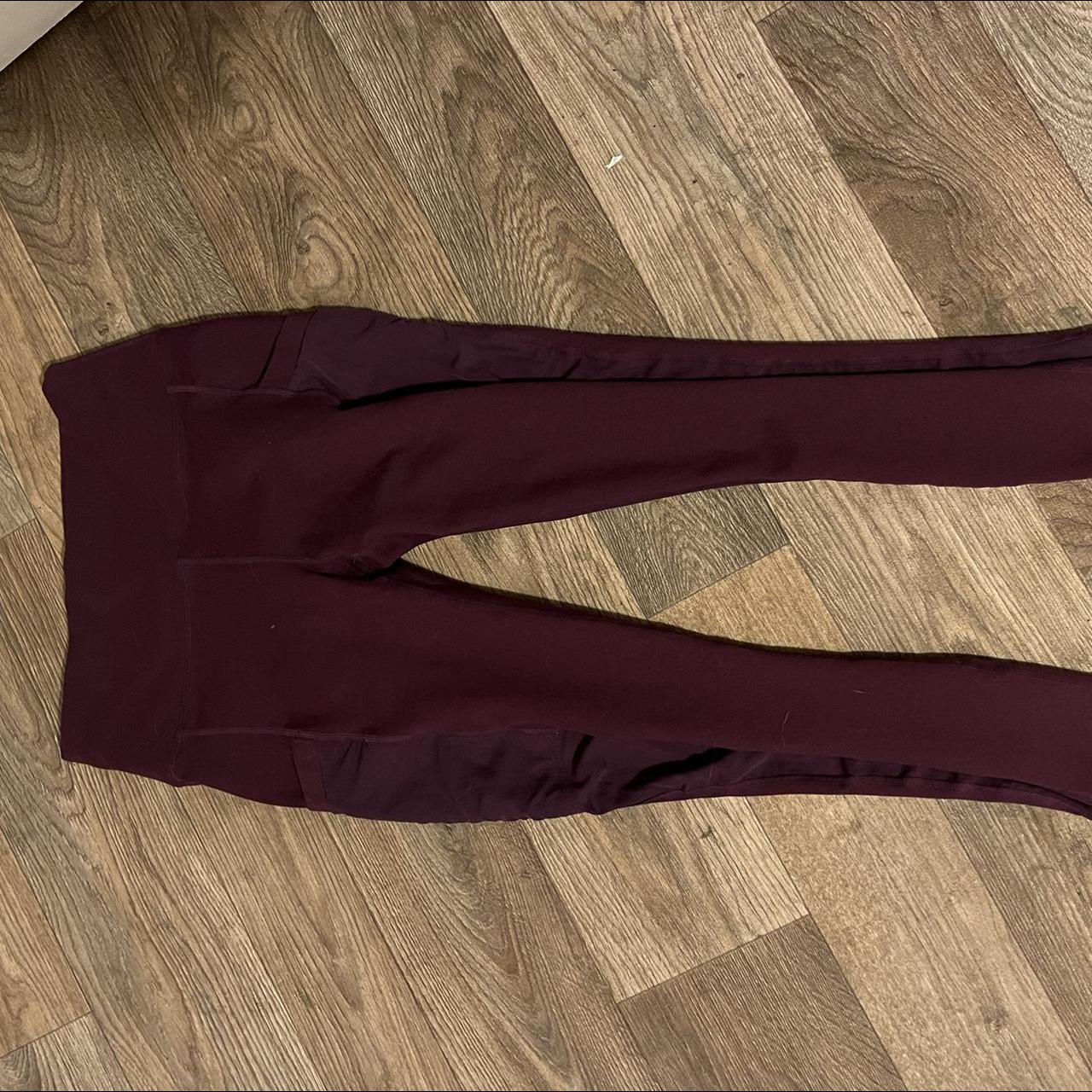 Fabletics Women's Burgundy and Purple Leggings | Depop