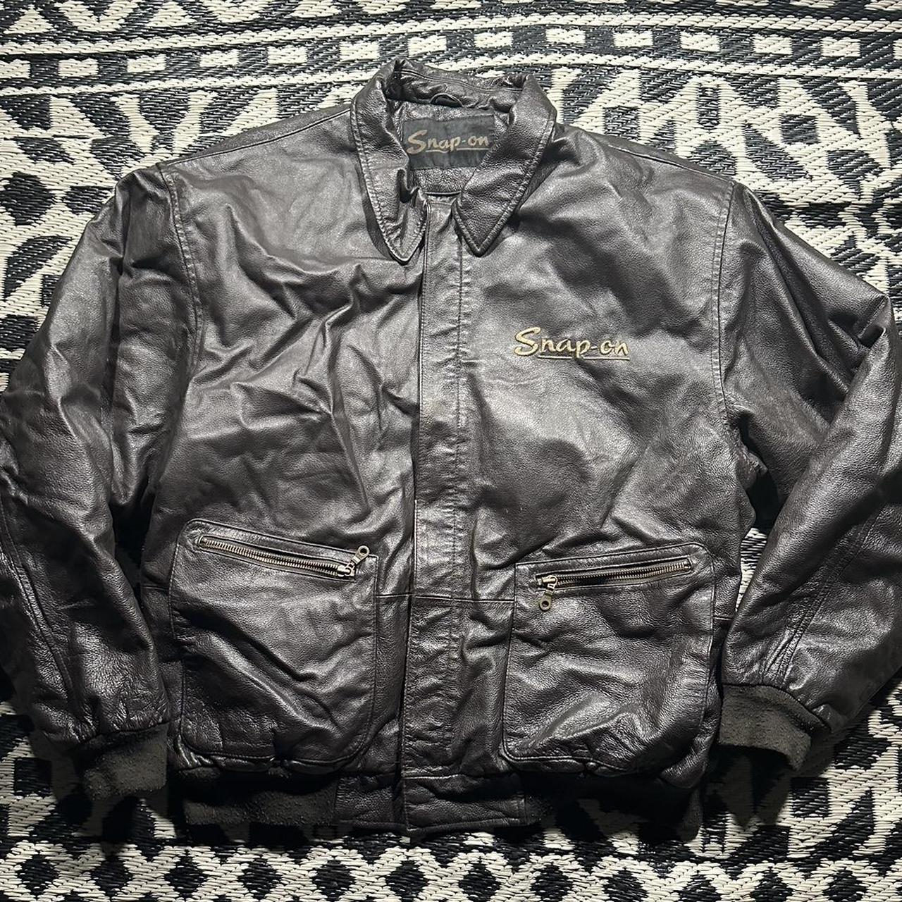 Vintage 90s snap on leather jacket - Depop