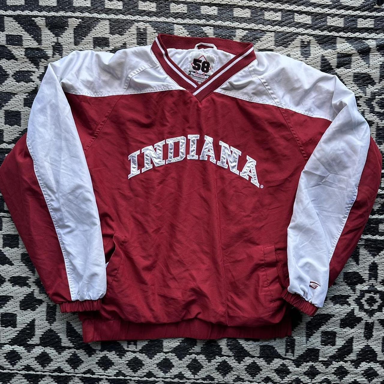 Indiana University red and white Hoosier windbreaker... - Depop