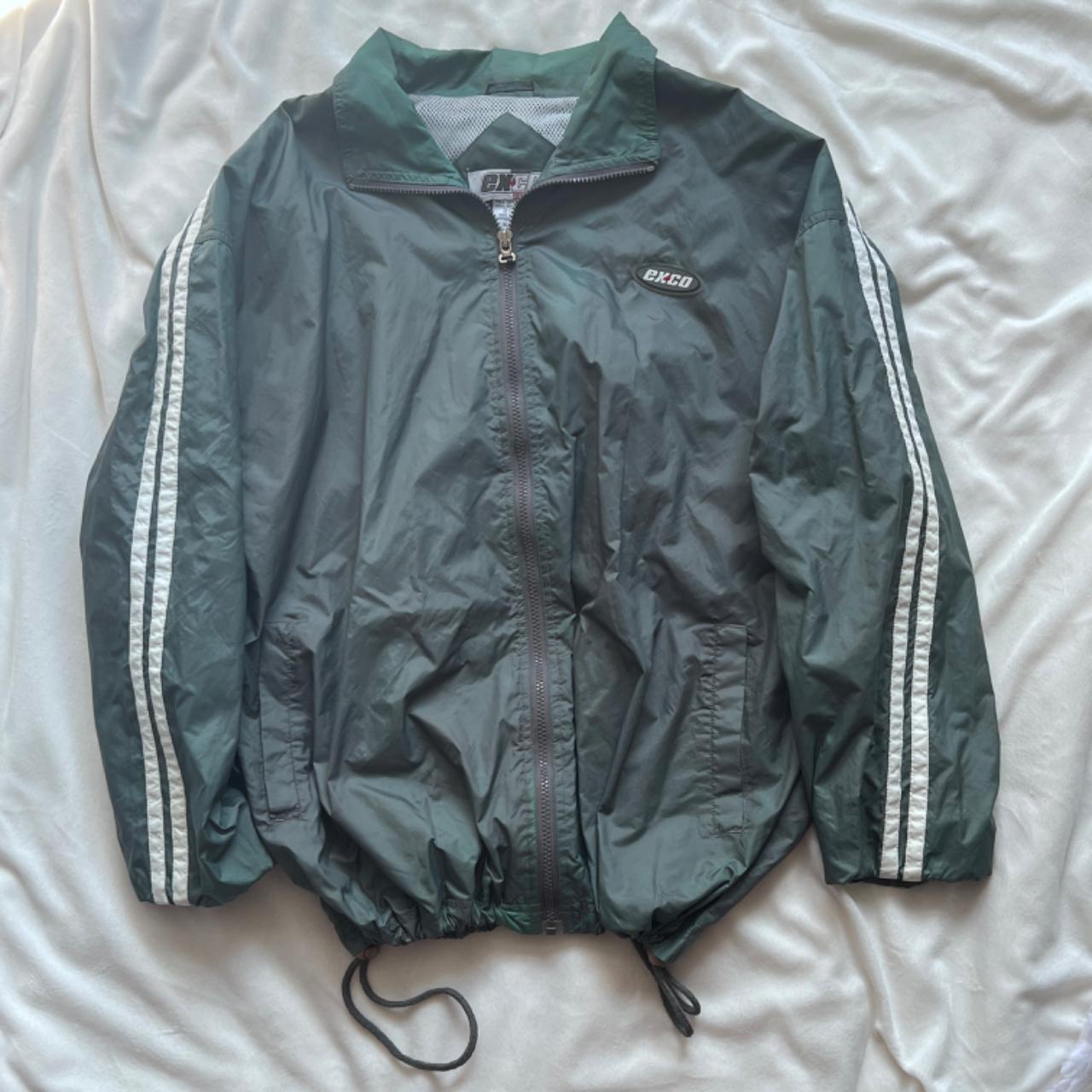 super cool, baggy green windbreaker track jacket In... - Depop