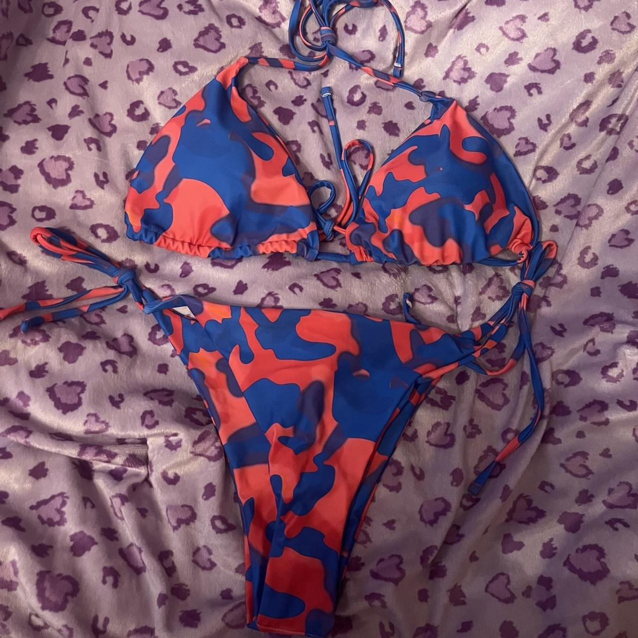 Pink / blue camo bikini set ☆⋆｡𖦹°‧★ ⭐️- BRAND NEW... - Depop
