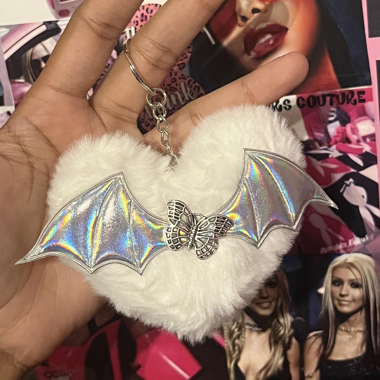 Butterfly vamp heart pompom keychain ♬... - Depop