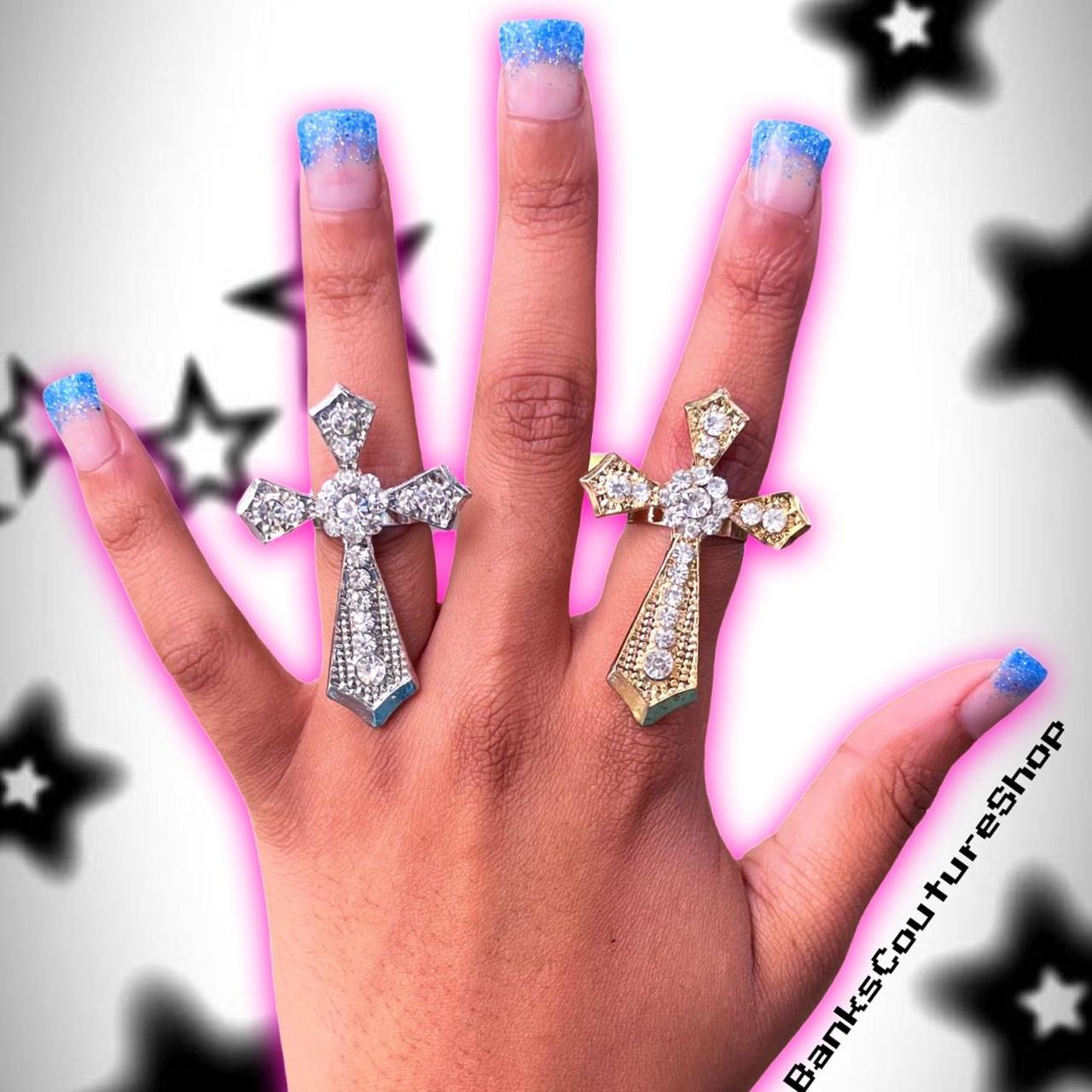 blingy cross ring ( 1 ring ) - gold or... - Depop