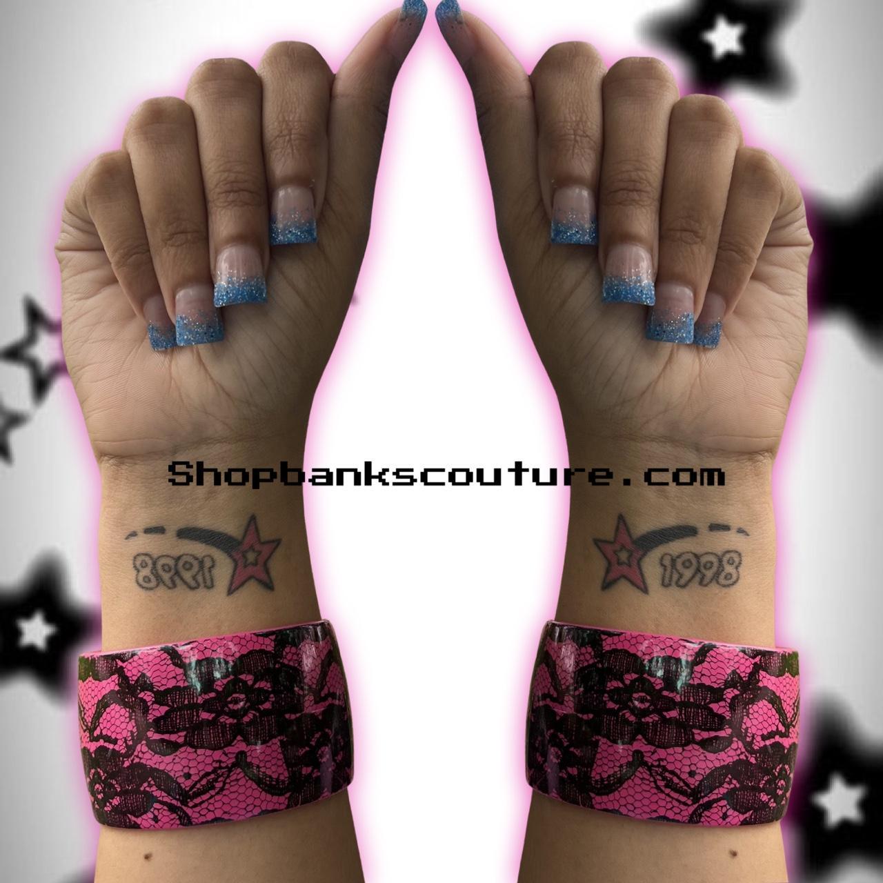 PINK EMO LACE BANGLE BRACELETS *ੈ ‧₊˚ ONLY ONE... - Depop