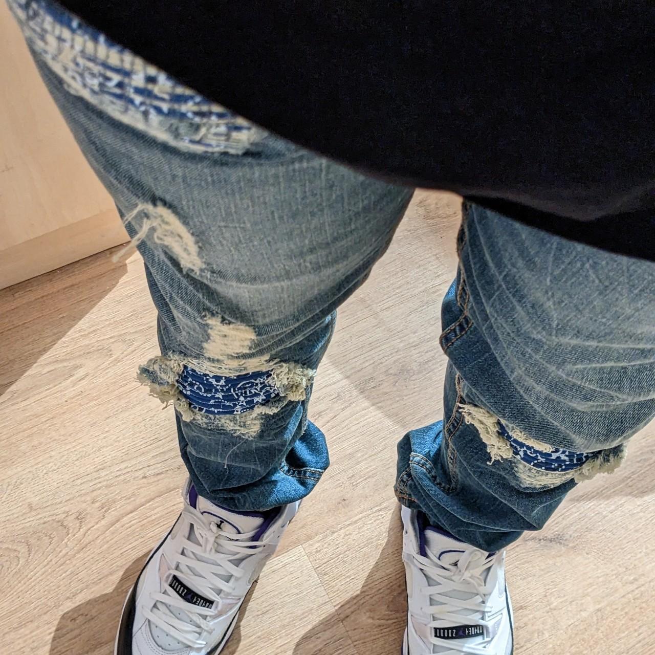 B-Couture Slim Fit rip & prepare bandana Jeans - Depop