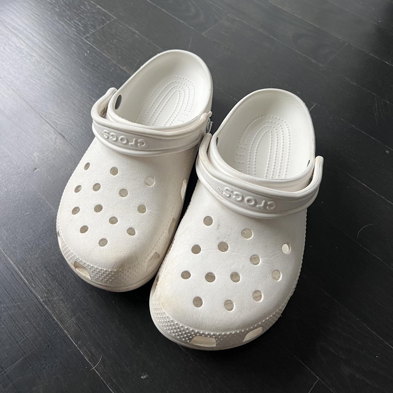 white crocs imperfections on straps women’s 8 - Depop