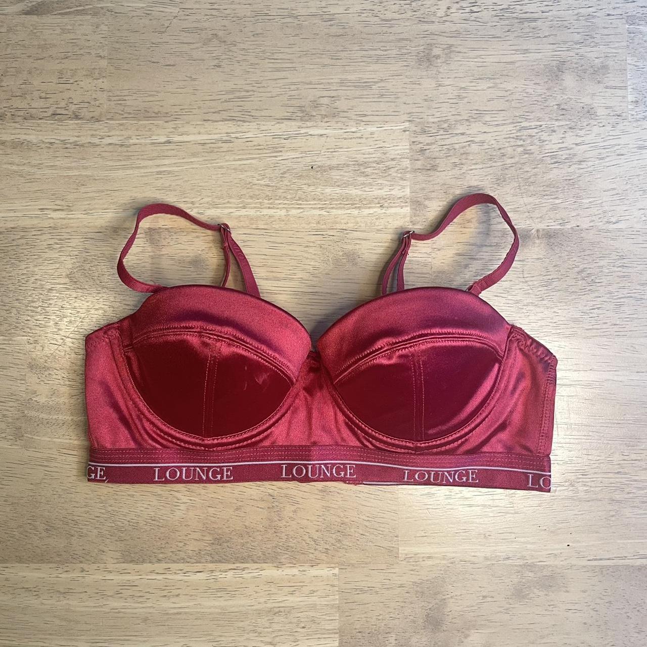 LOUNGE UNDERWEAR logo red satin balconette... - Depop