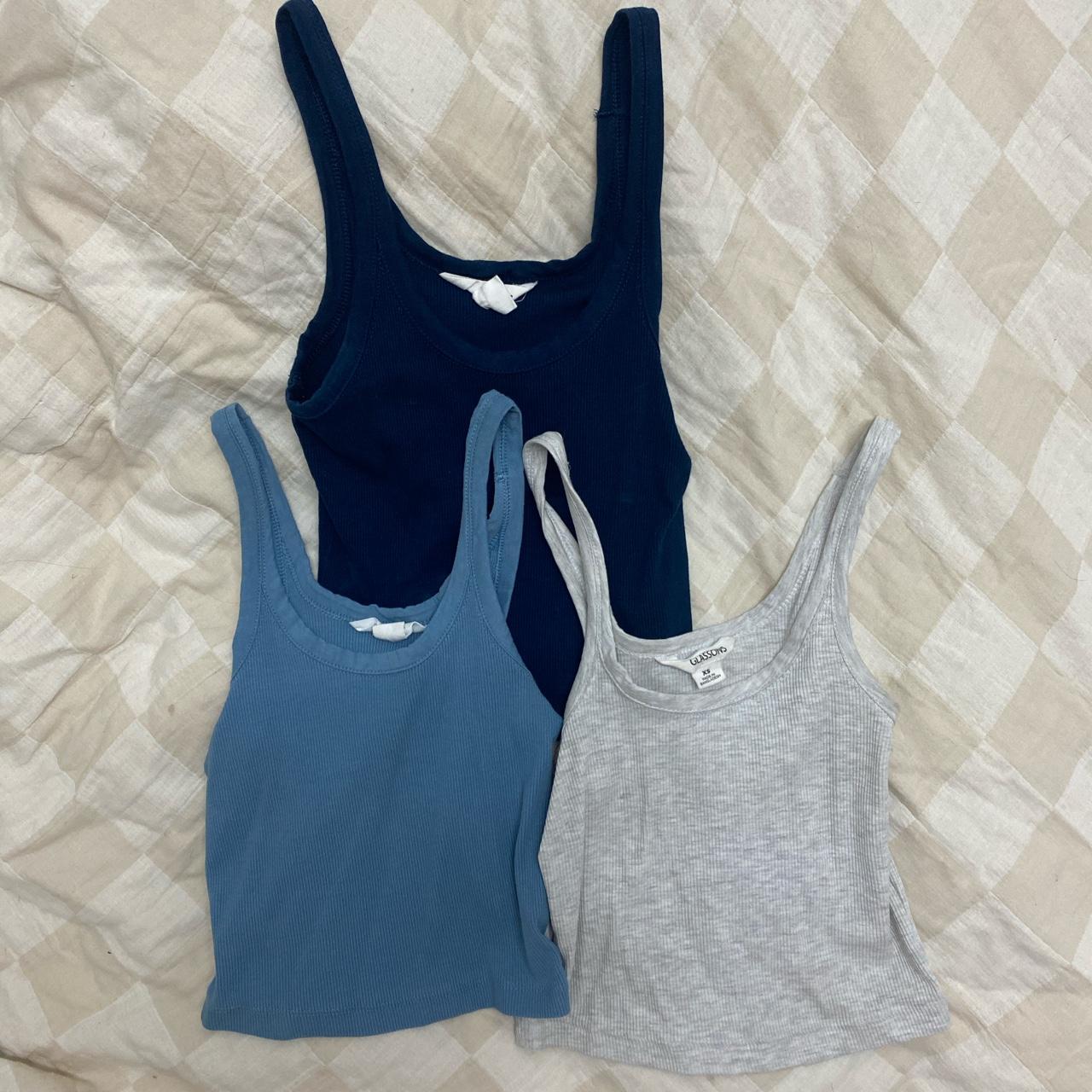 x3 glassons basic tanks all size xs in perfect... - Depop