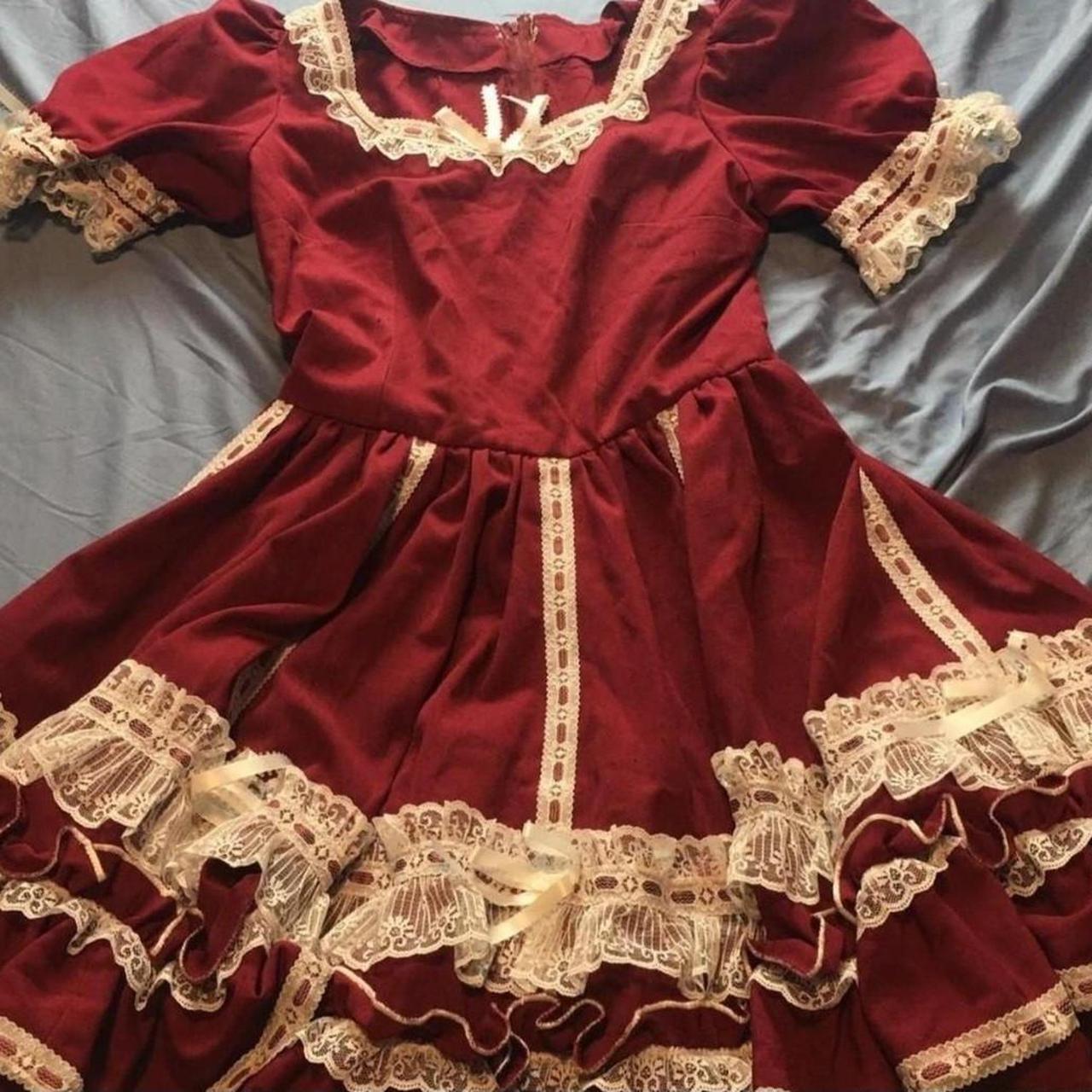 Frilly bow lace lolita square dancing dress Pics... - Depop