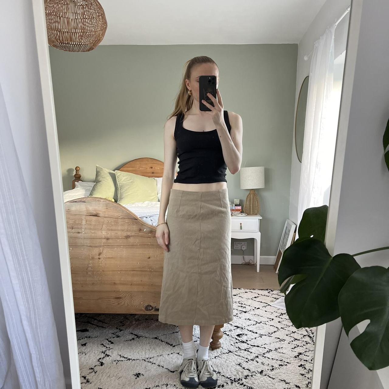 Beige Straight line Skirt 100% Cotton Would be... - Depop