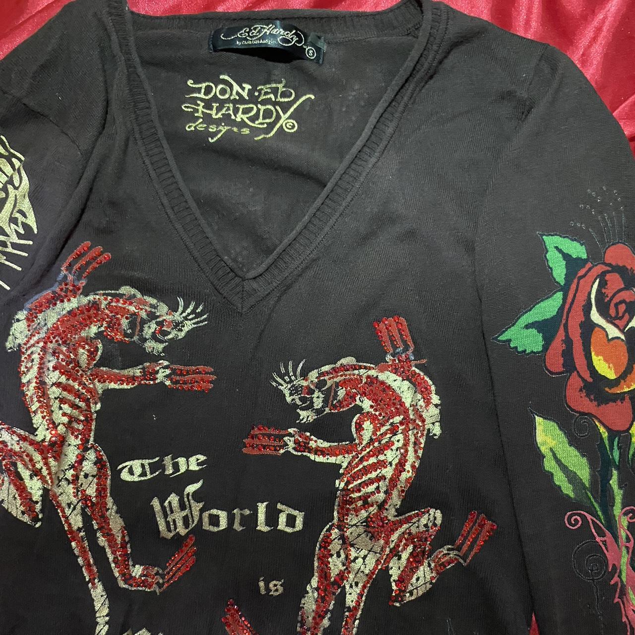 Rare vintage y2k Ed Hardy long sleeve dress size... - Depop