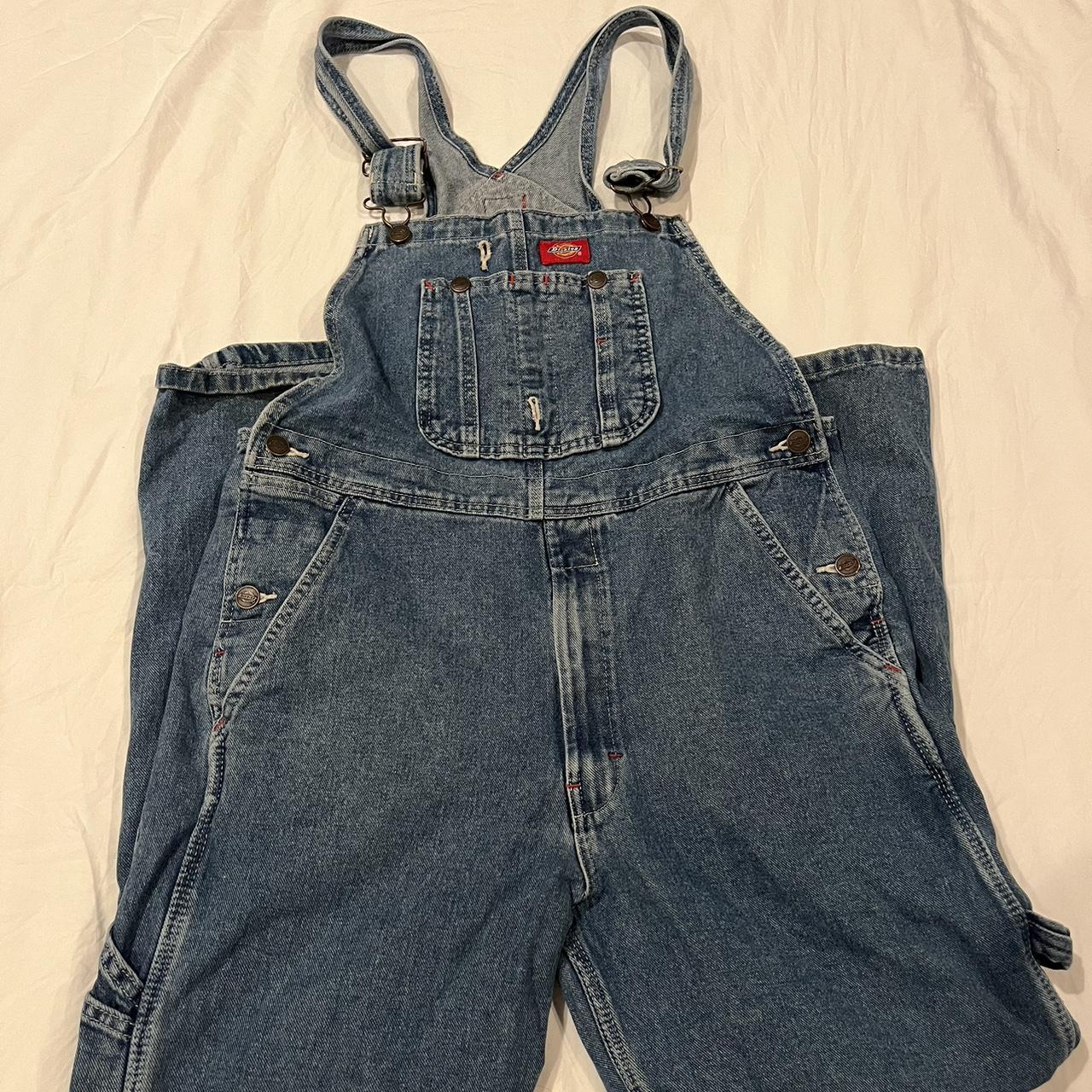 Dickies blue denim overalls - good fit - no broken... - Depop