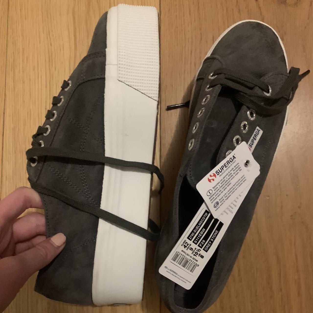 Brand new Superga grey platform shoes Size womens... - Depop