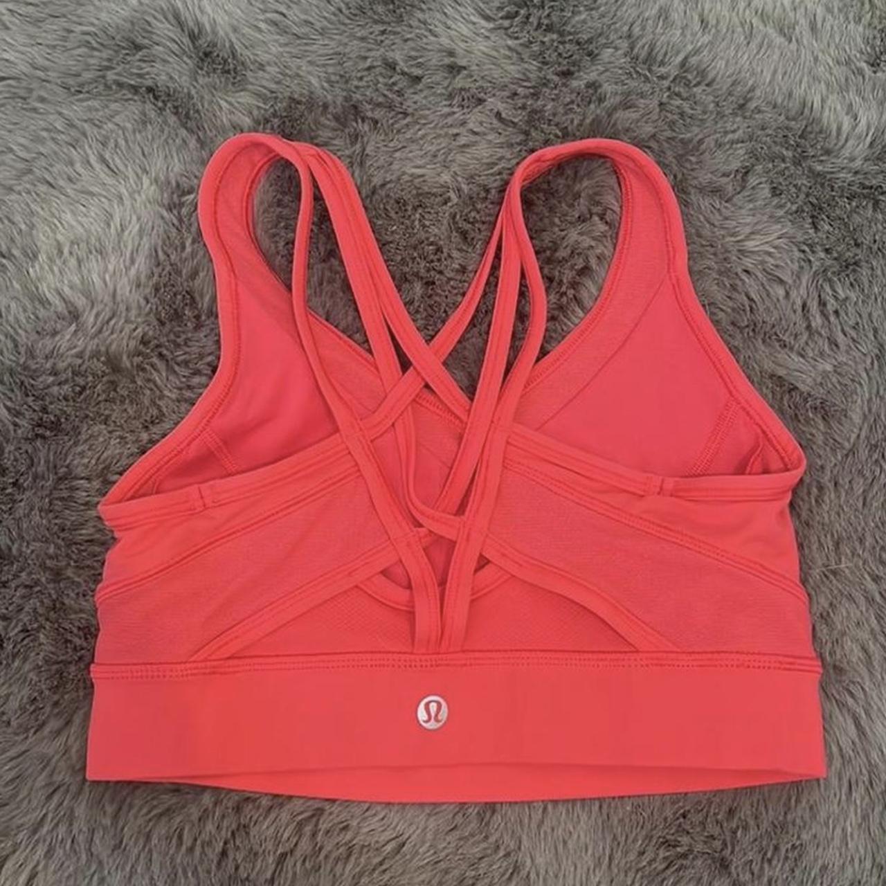 Lululemon Coral Sports Bra. Size 4. Super cute and... - Depop