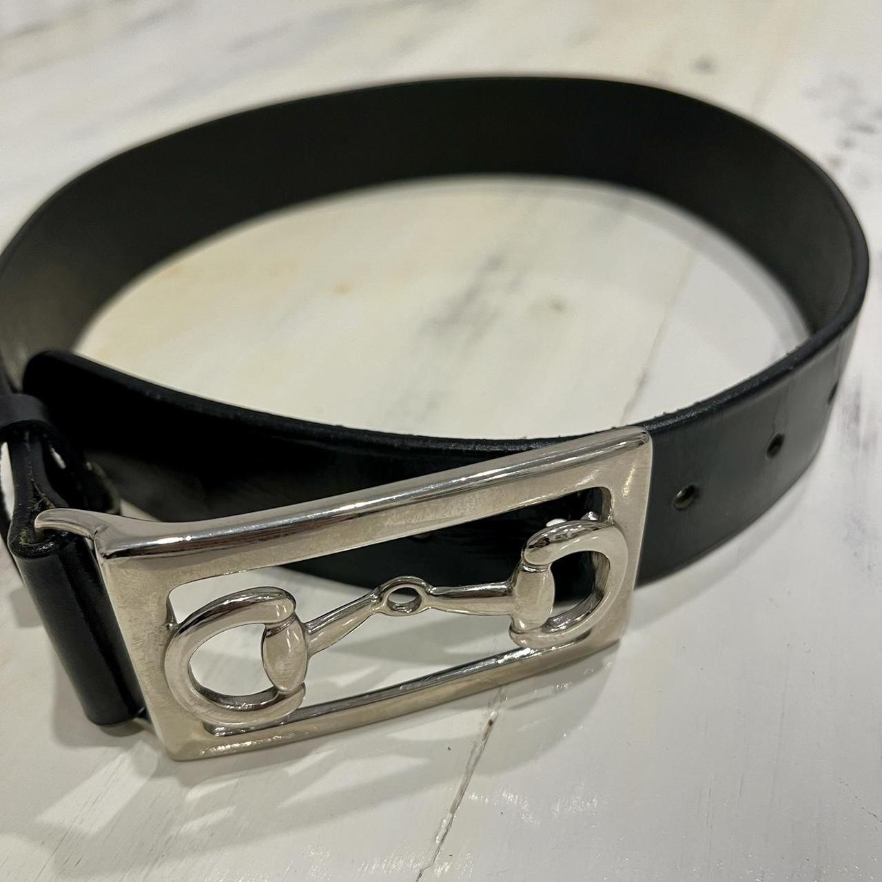 Leather belt Silver horse bit buckle Leather Great... - Depop