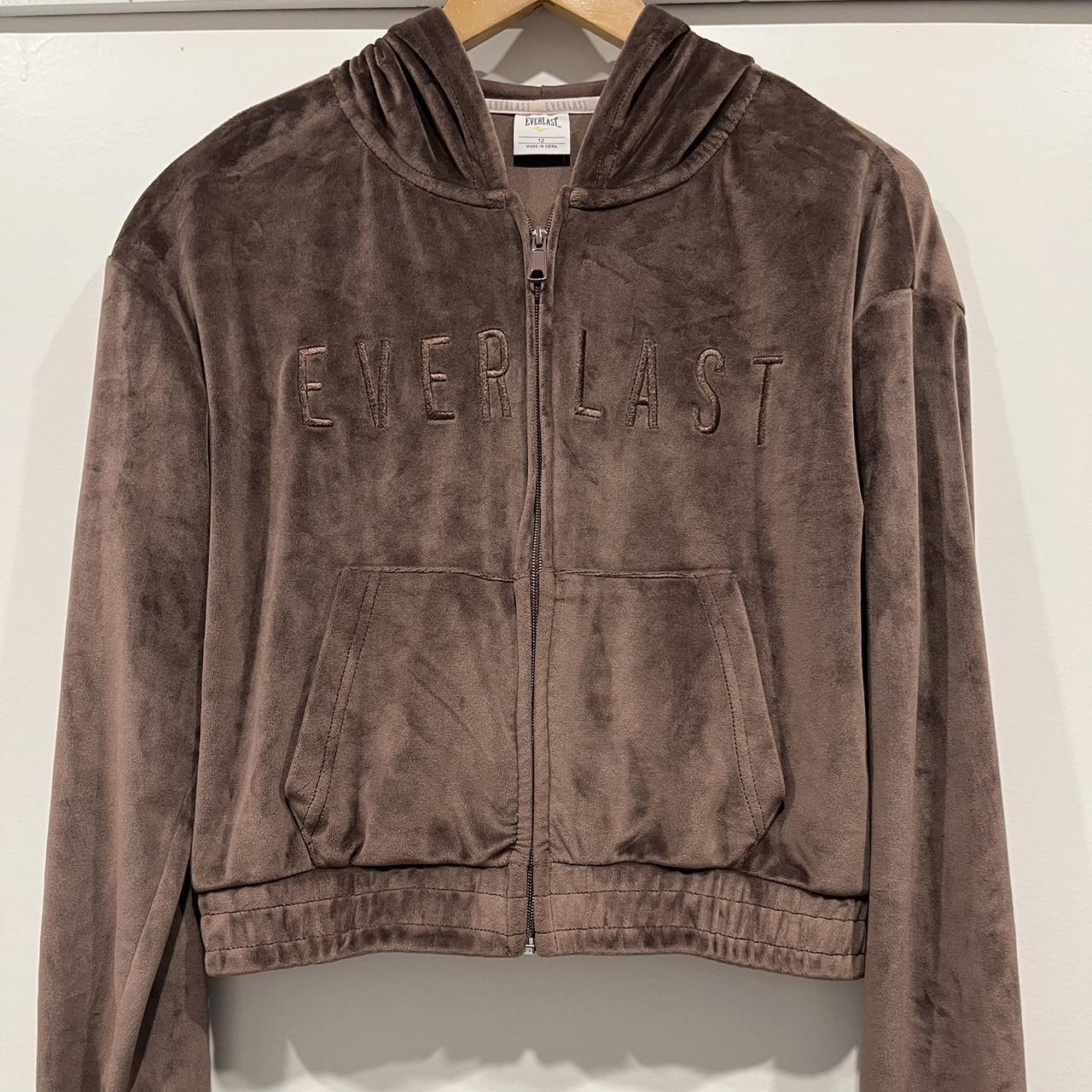 EVERLAST Velour Crop Jacket Chocolate brown colour... - Depop