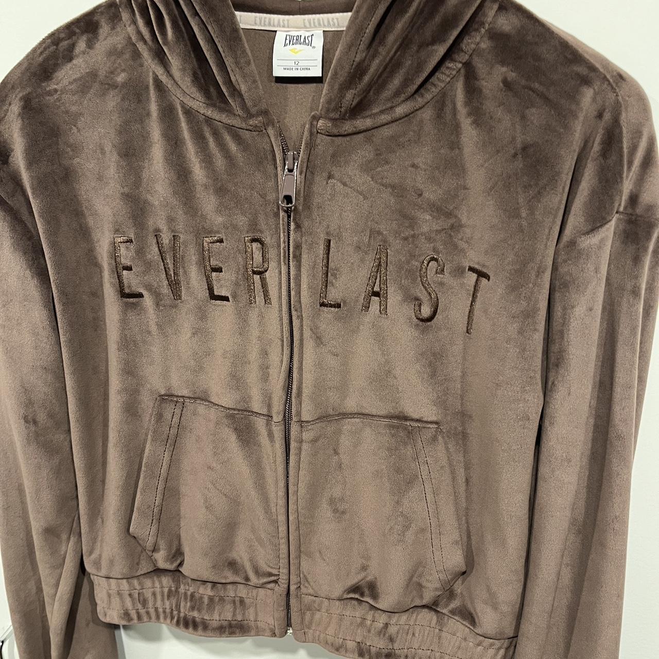EVERLAST Velour Crop Jacket Chocolate brown colour... - Depop