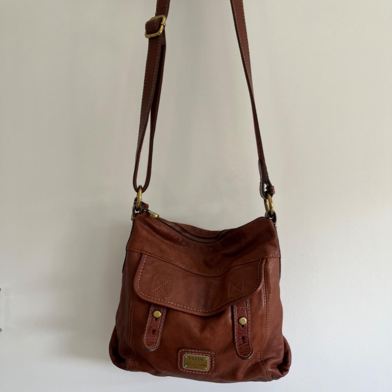 FOSSIL leather satchel (long live vintage 1954) 100%... - Depop