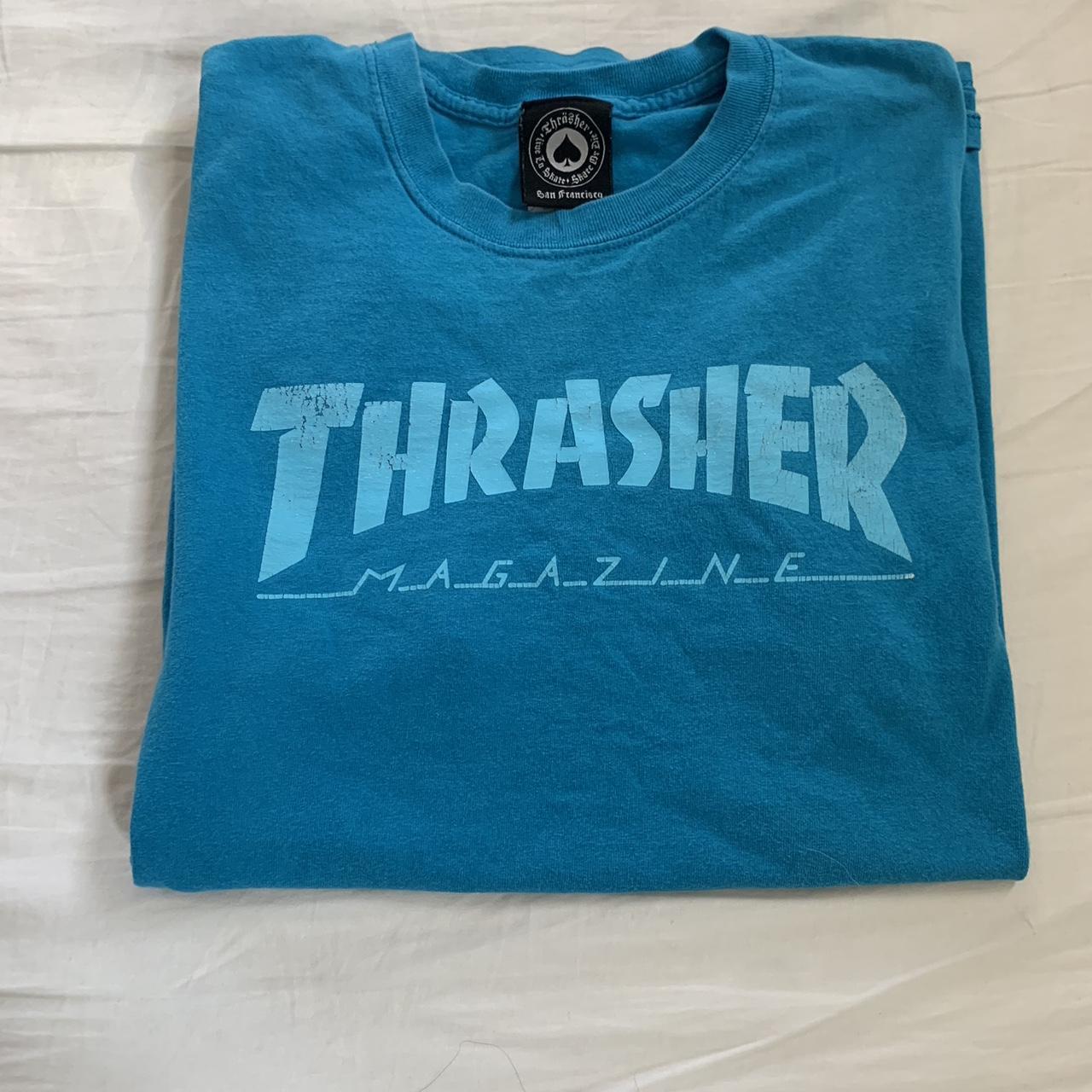 Blue thrasher shirt - Depop