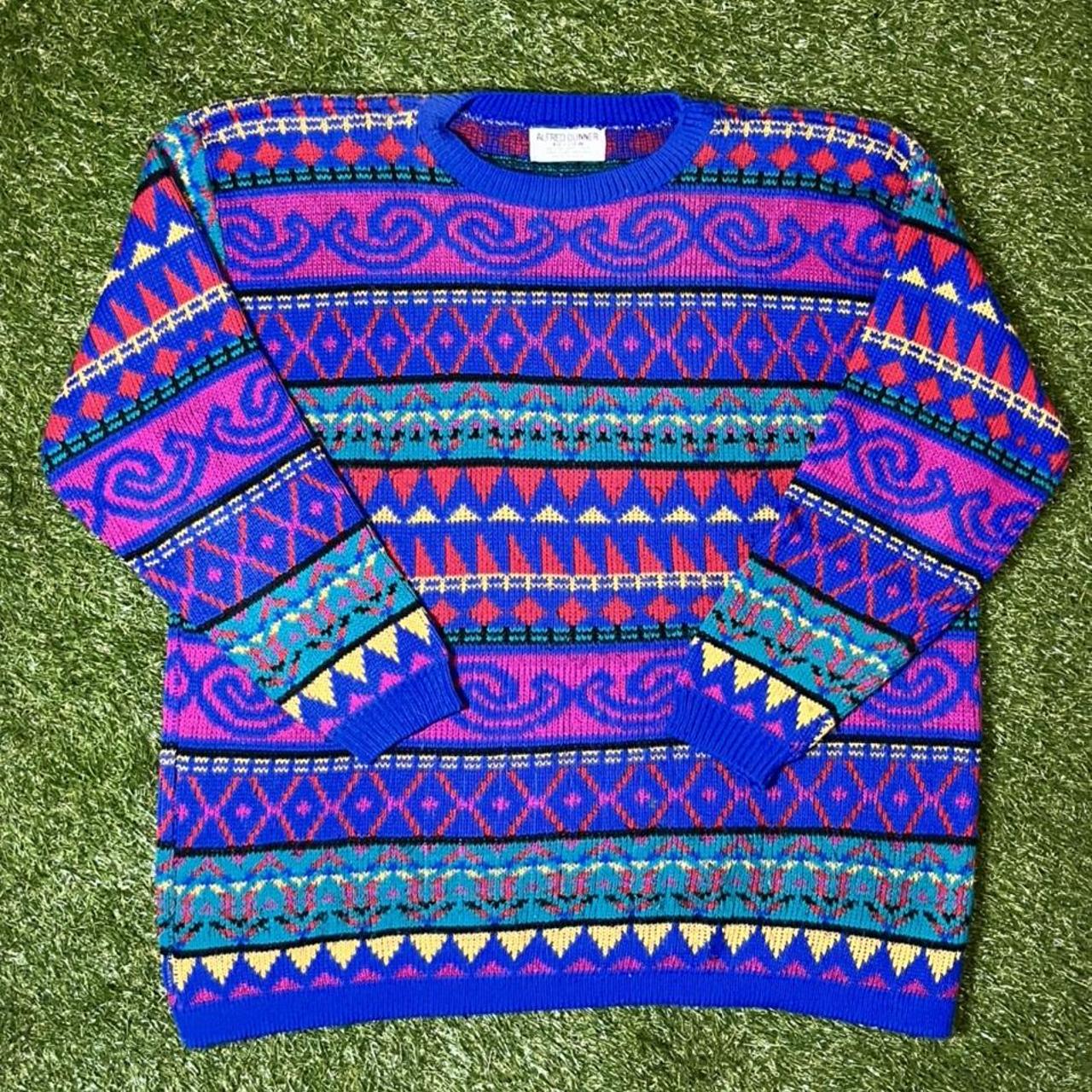 Vintage knit sweater, vibrant colorway Good... - Depop