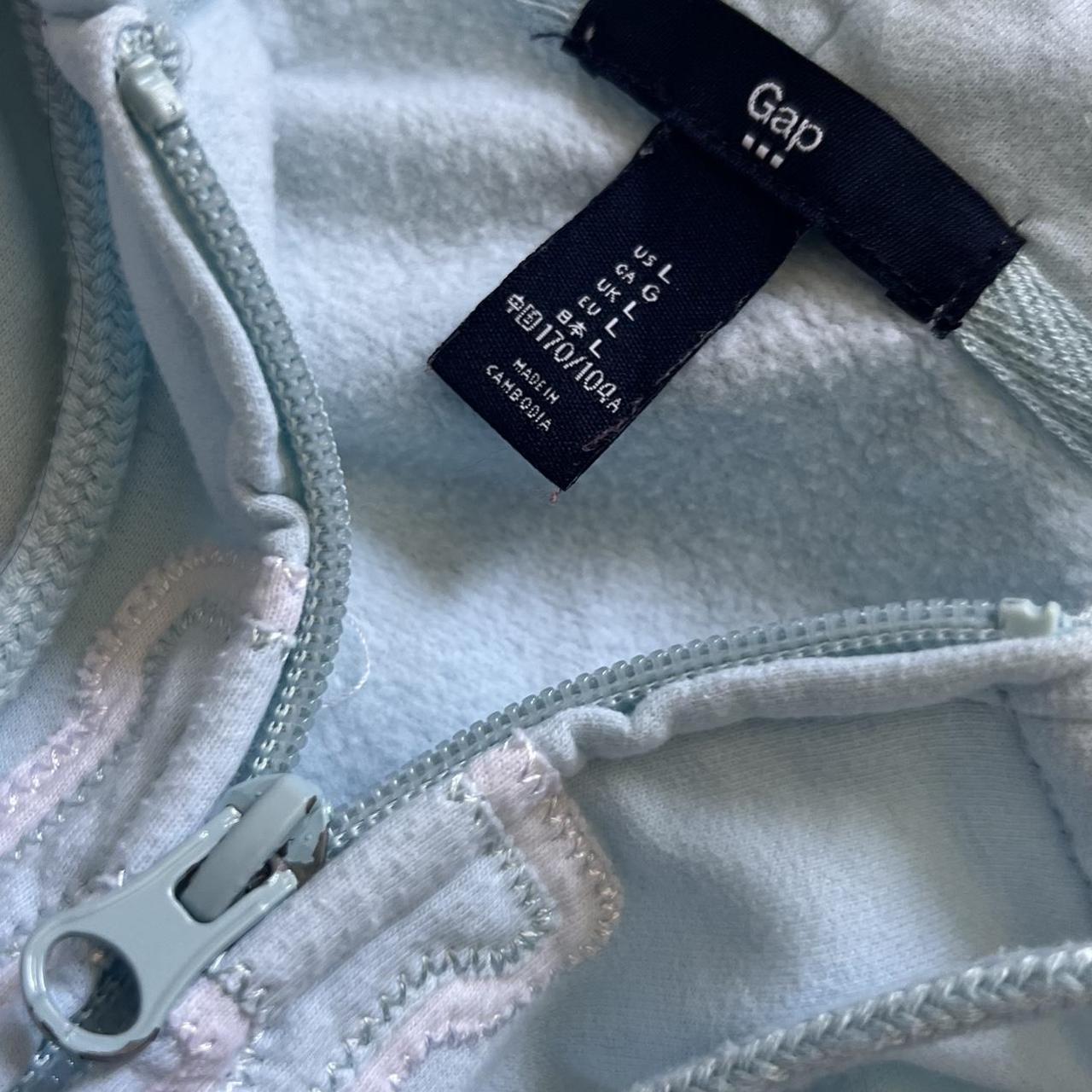 2000s Light Blue Gap Logo Zip Up Hoodie Youth Large,... - Depop