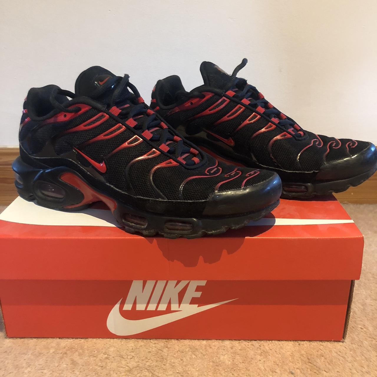 Basically new red and black Nike tns #nike #tns... - Depop