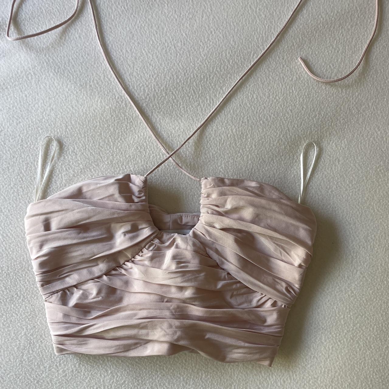 Zara ruched halter pink tank top Size small (runs a... - Depop