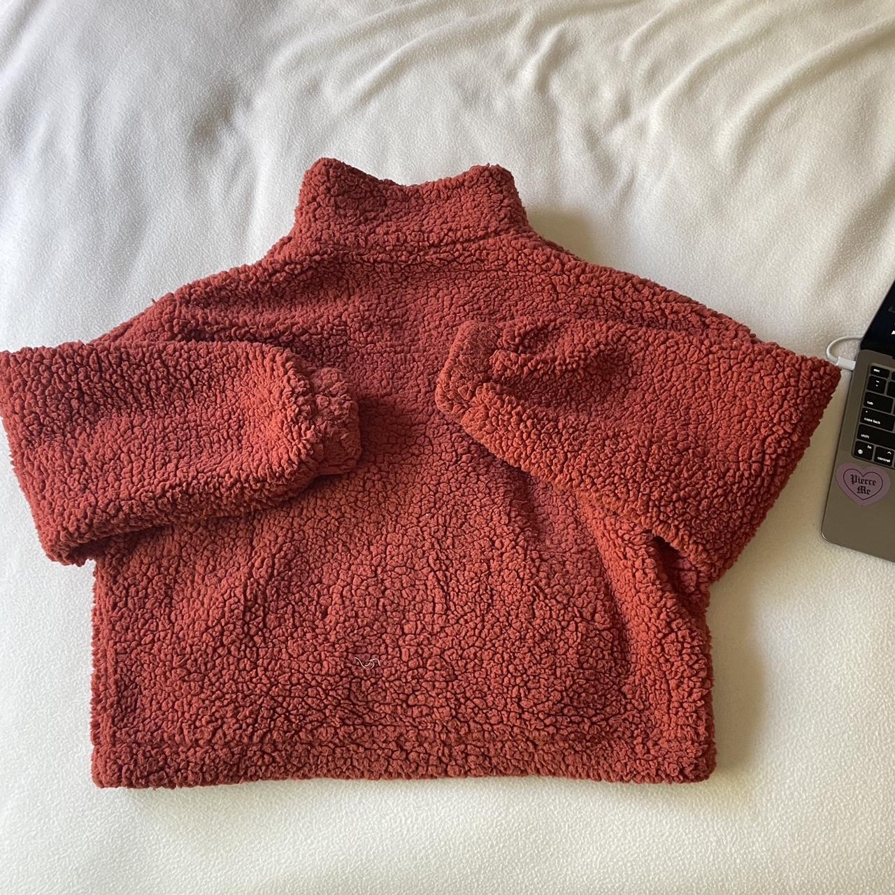 urban outfitters red fluffy jacket - size small -... - Depop