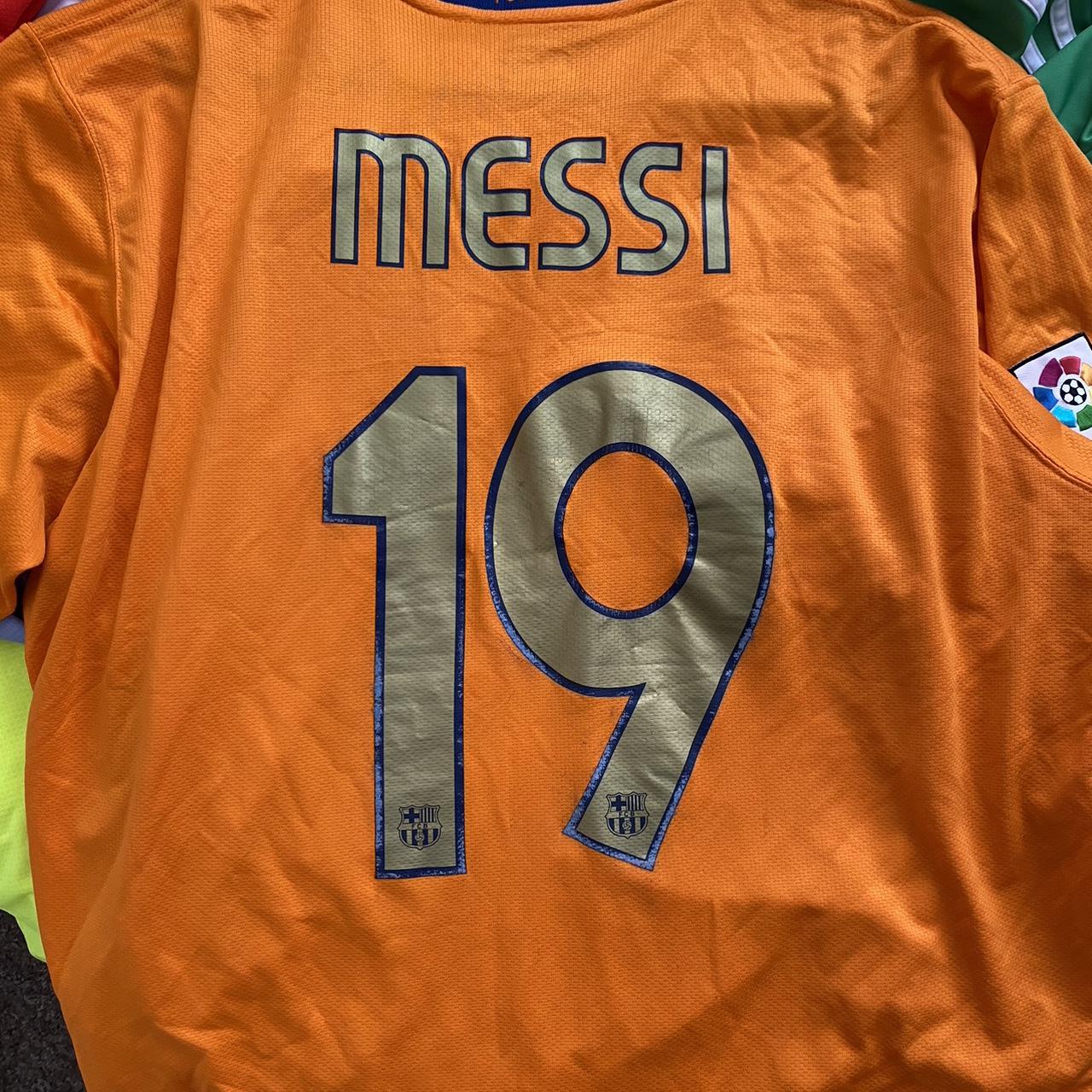 Messi 19 Barcelona orange football shirt, number 19... - Depop