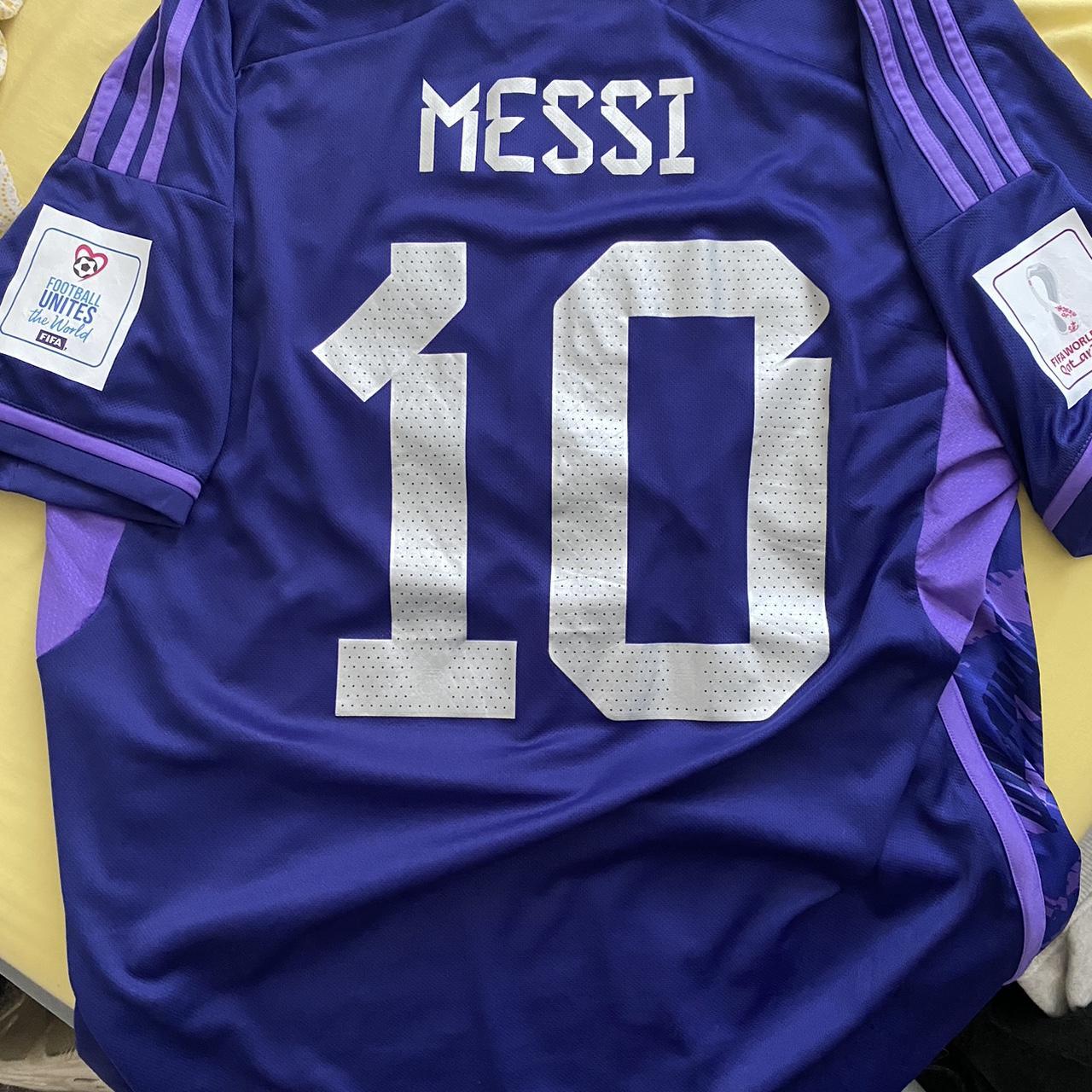 Lionel Messi 10 purple Argentina away World Cup... - Depop
