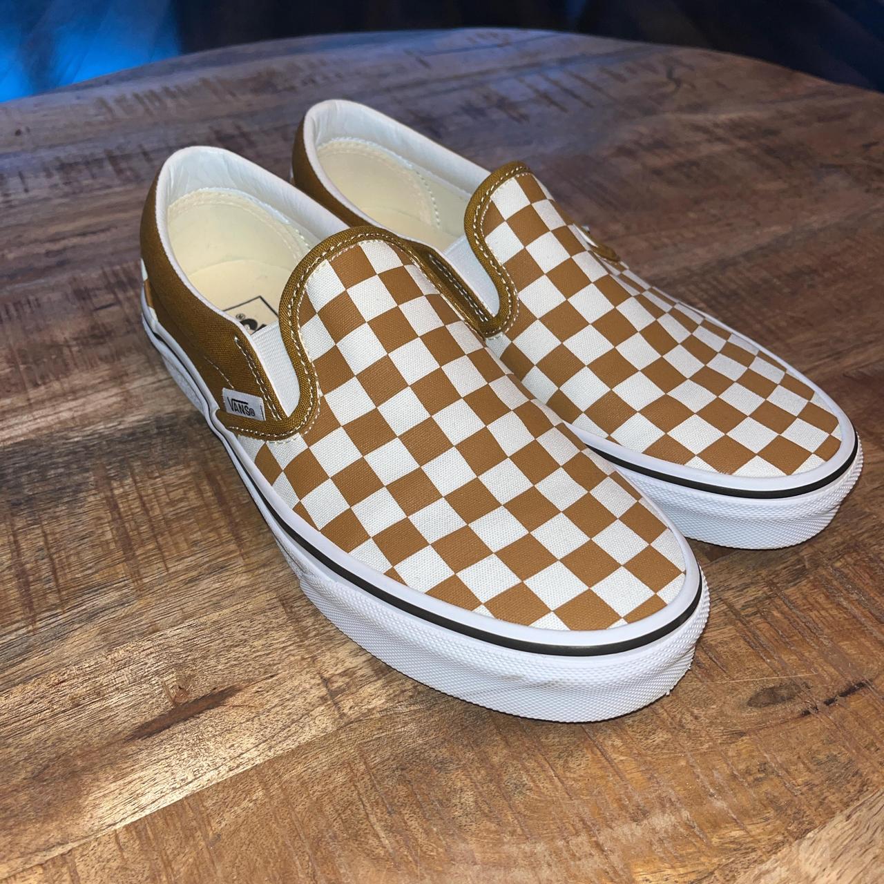 Mustard Yellow Checkered Vans US Womens Size 8 #vans - Depop
