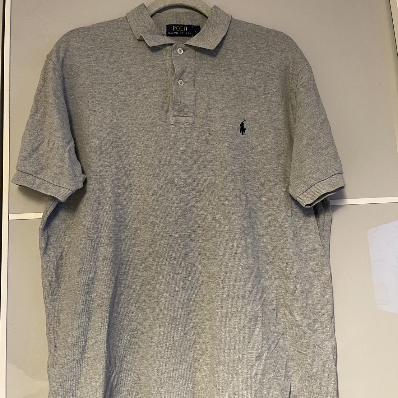 Mens light grey Ralph Lauren polo shirt Short... - Depop