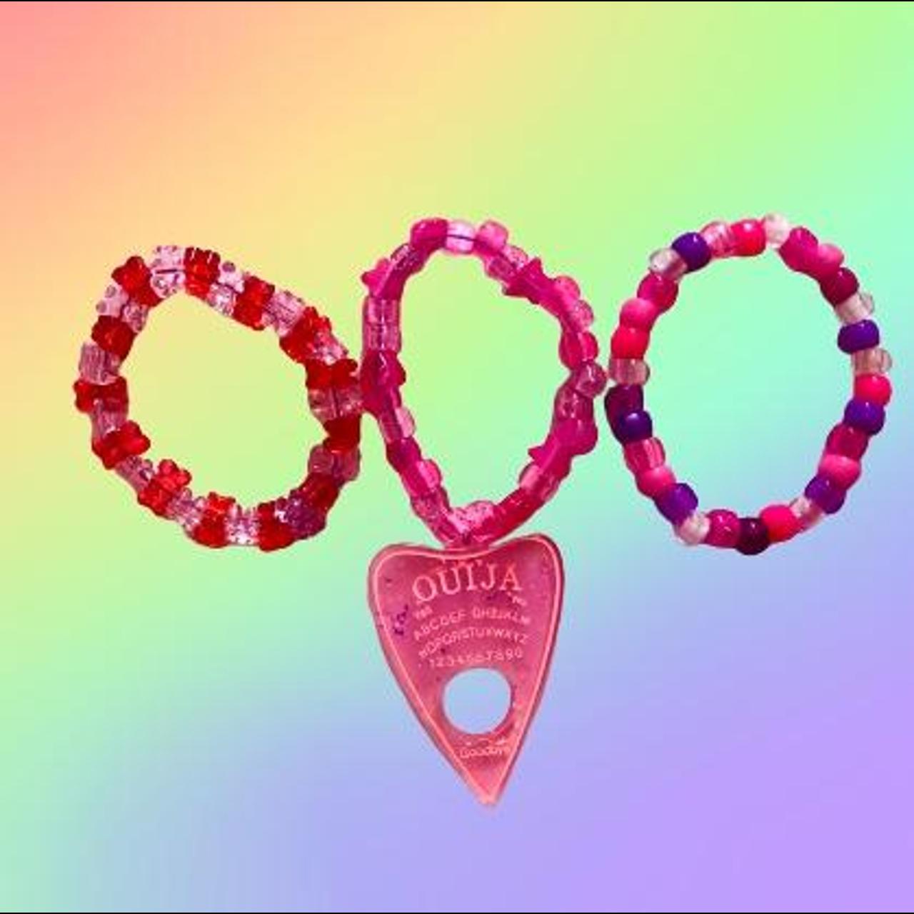 pink purple red kandi bracelets #decorakei #kawaii... - Depop