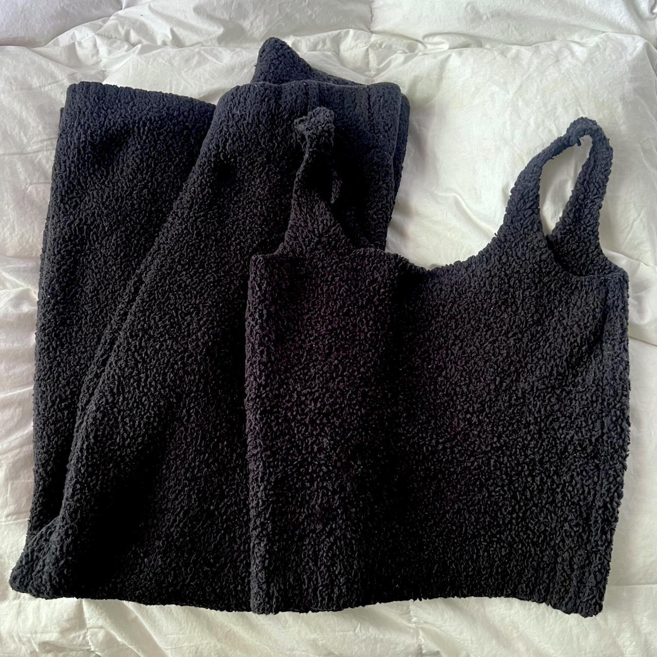 Skims black fuzzy set Small S sweatpants tank - Depop