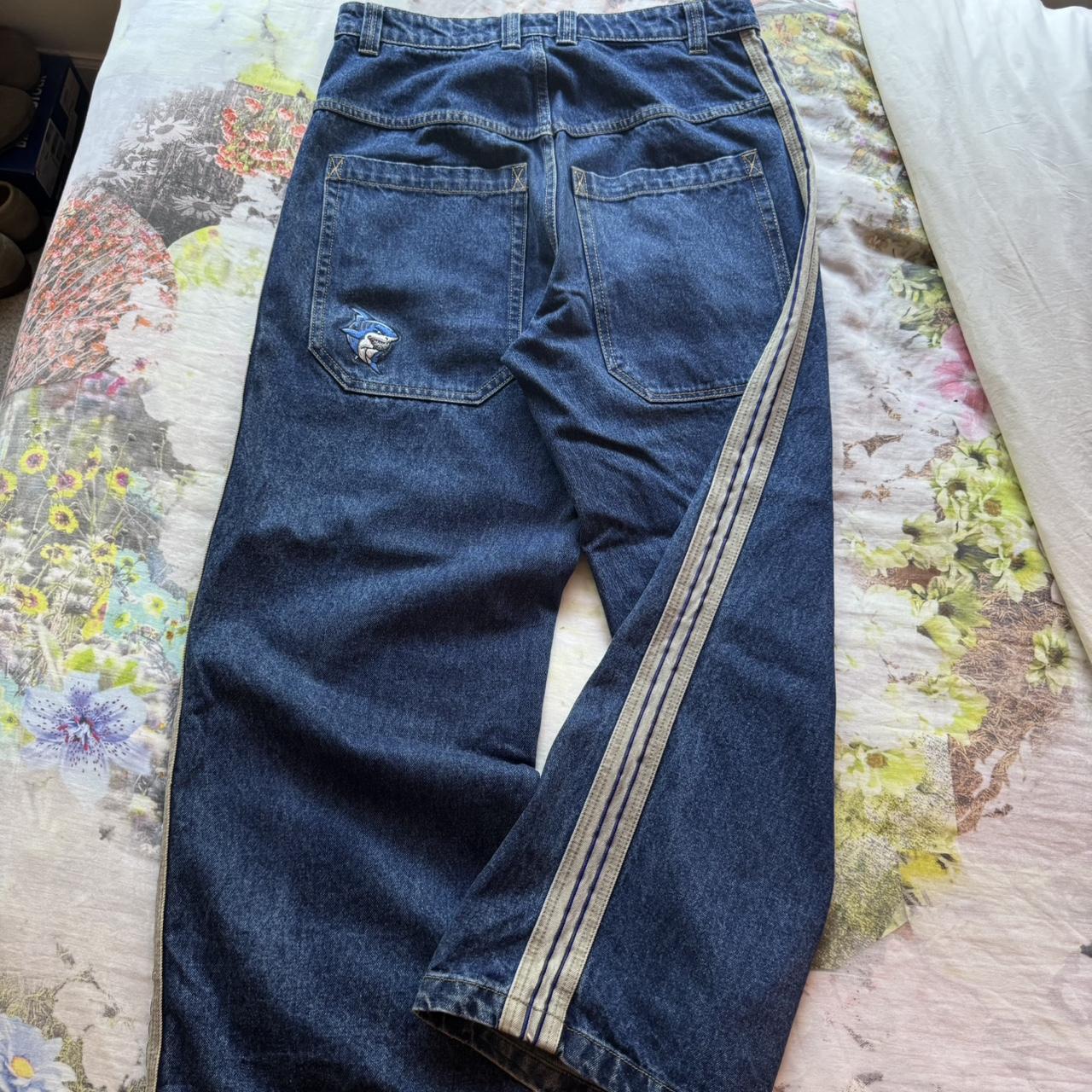 Bombshell jeans dark wash tiger sharks baggy jeans... | Depop