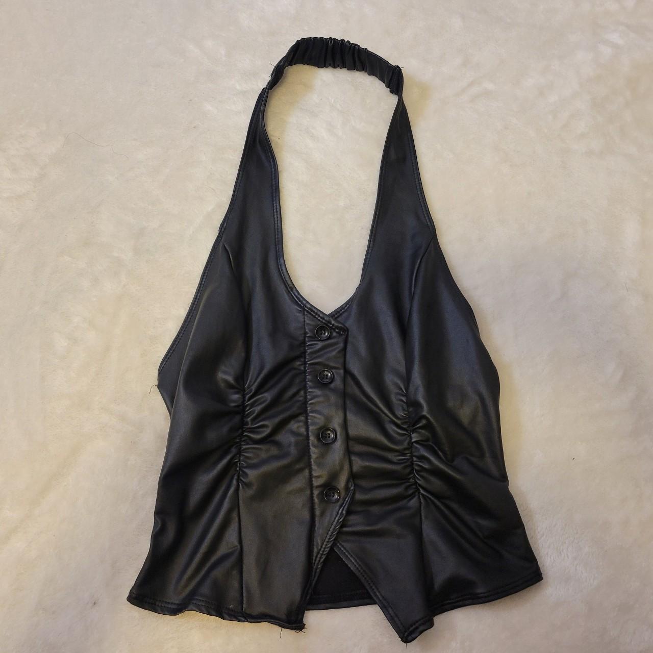 Black goth halter top set ♡pleather top w/... - Depop