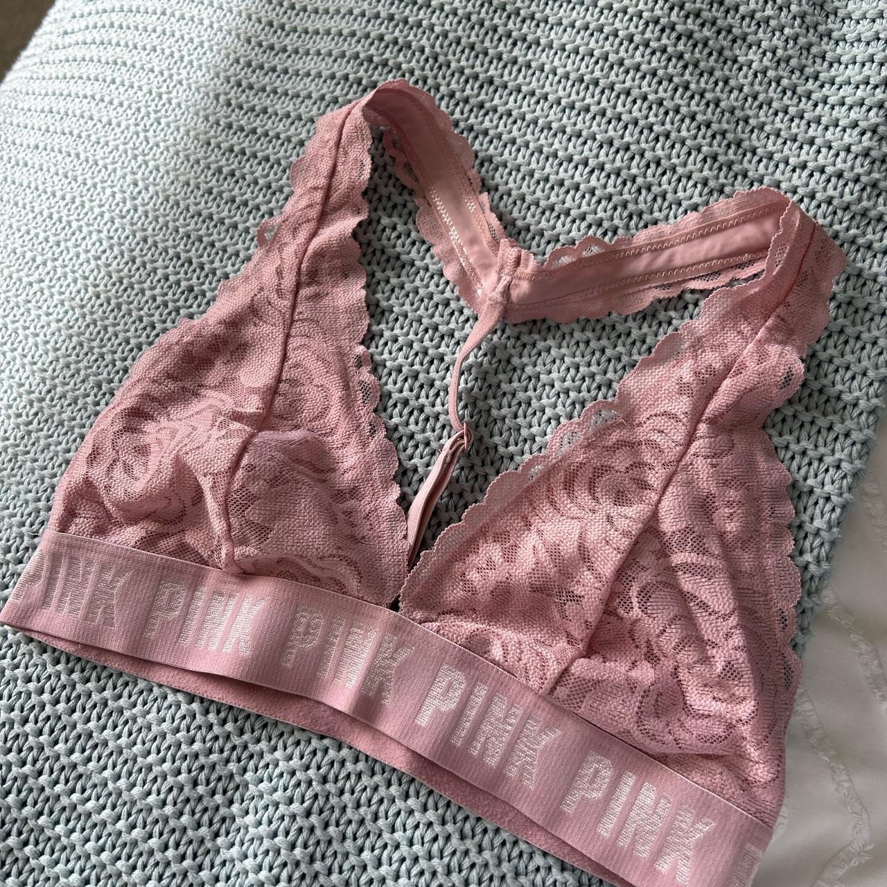 Baby pink lace bralette from Victorias Secret Pink.... - Depop