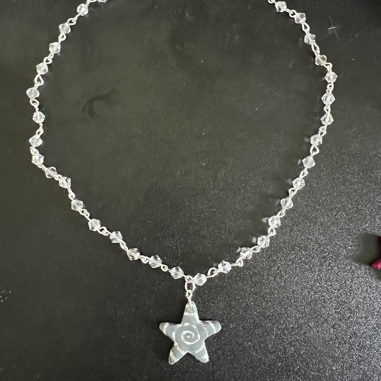 handmade beaded clay charm swirl star necklace ☆ - Depop