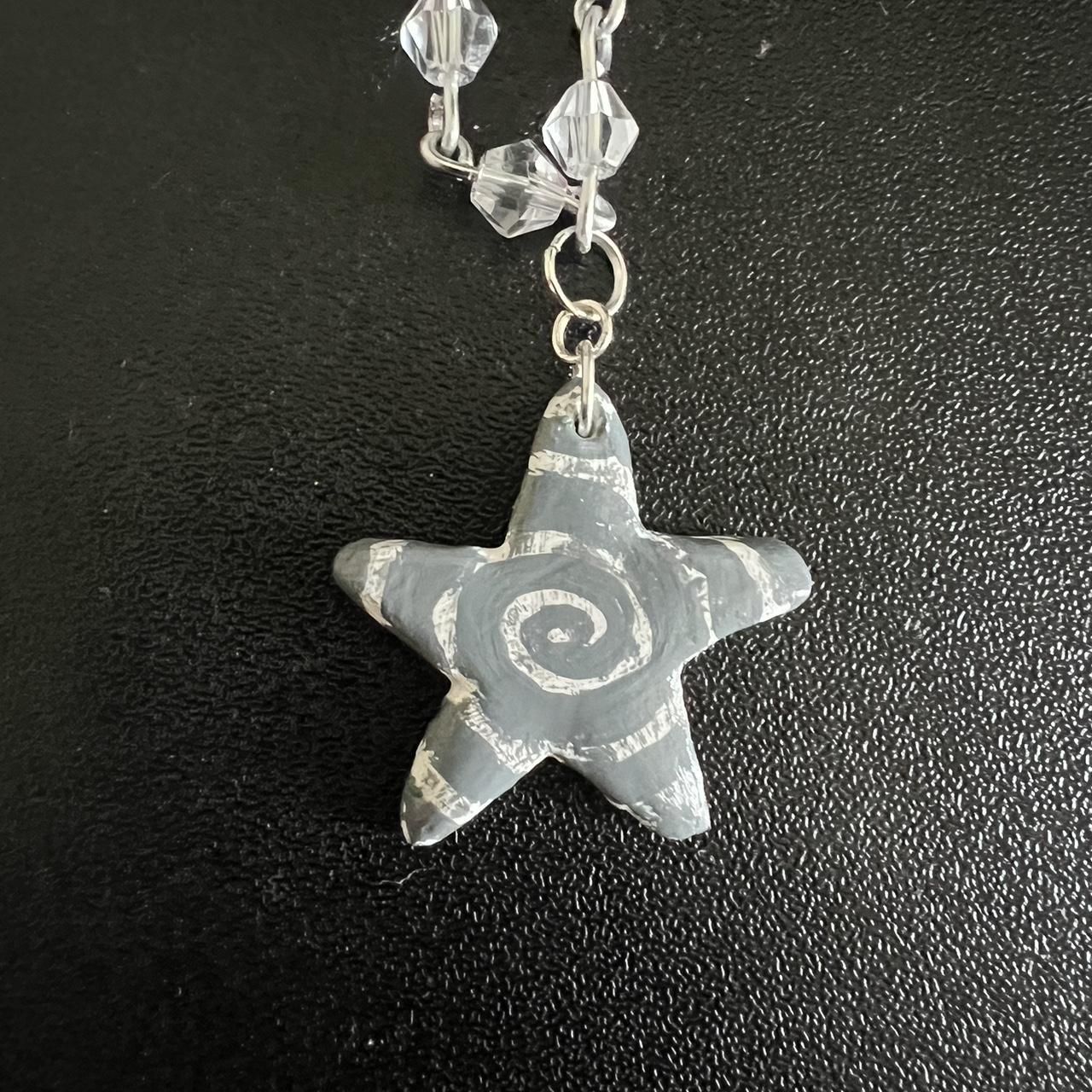 handmade beaded clay charm swirl star necklace ☆ - Depop