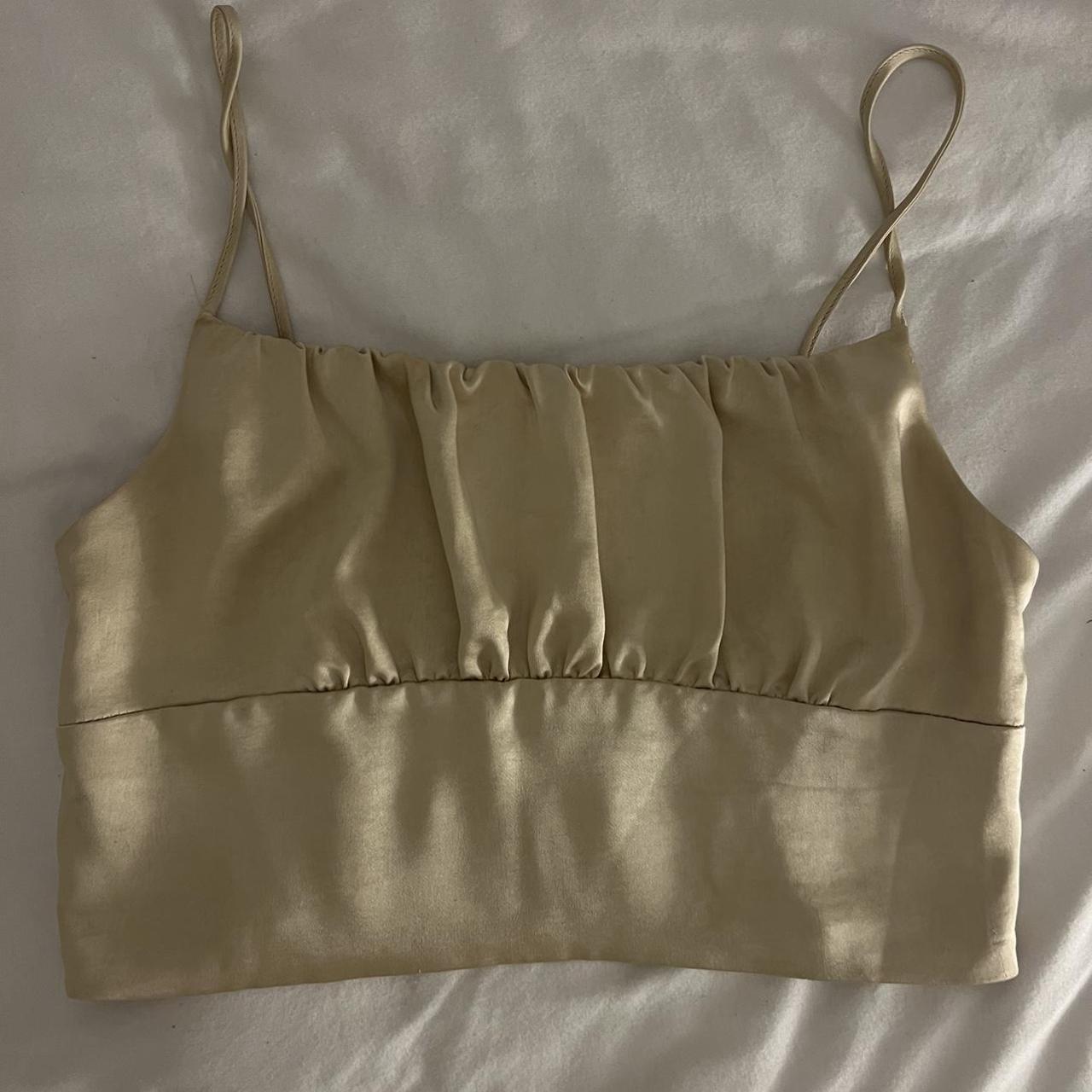 Zara Women's Gold Crop-top | Depop