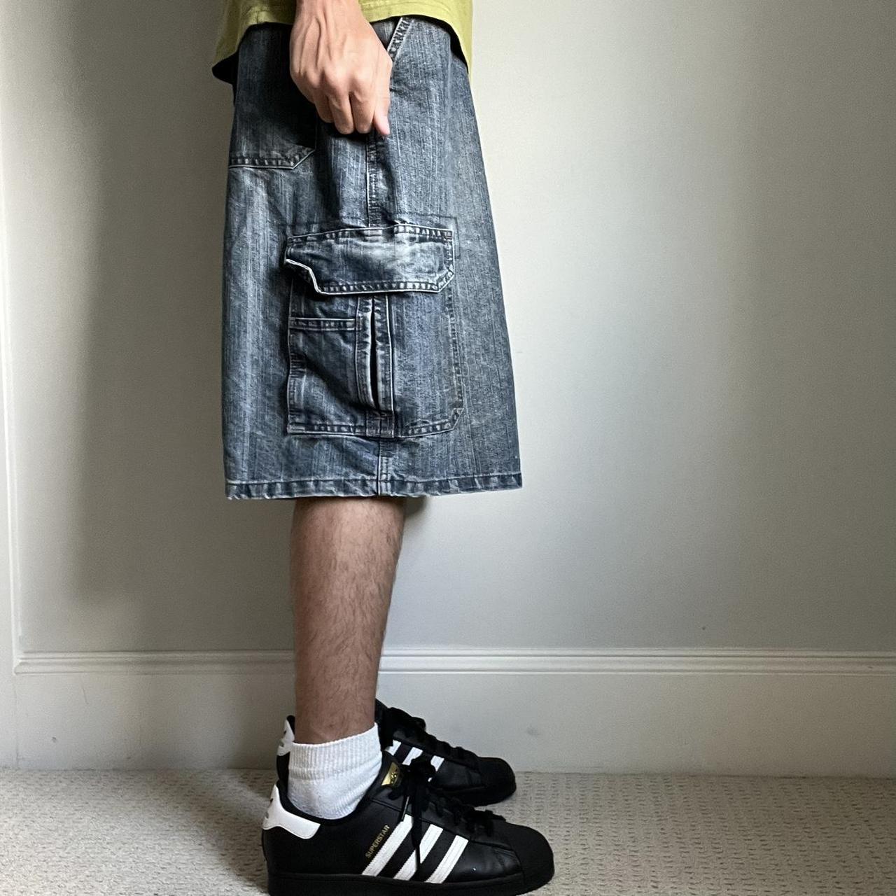 skater y2k goth cargo jorts size 40x10 #y2k #grunge... - Depop