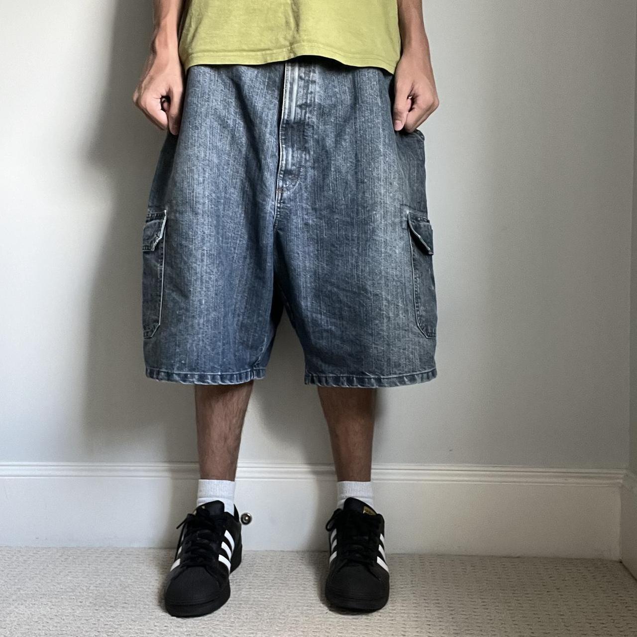 skater y2k goth cargo jorts size 40x10 #y2k #grunge... - Depop