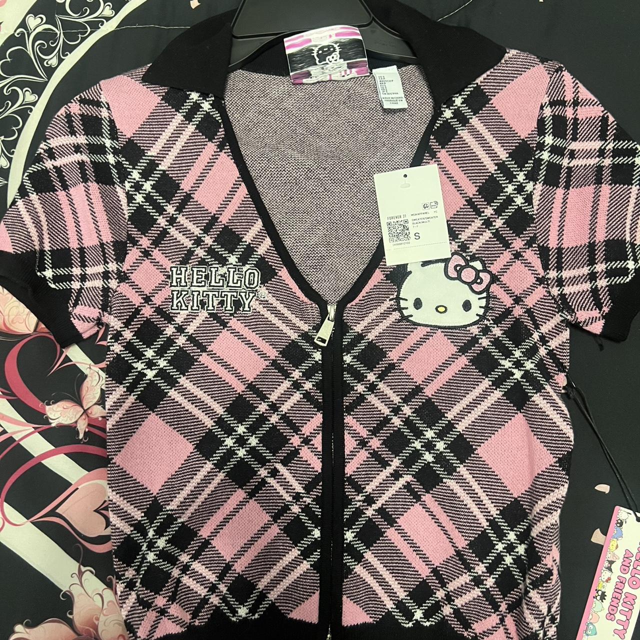 Plaid hello kitty top. Never worn. Women’s size small. | Depop