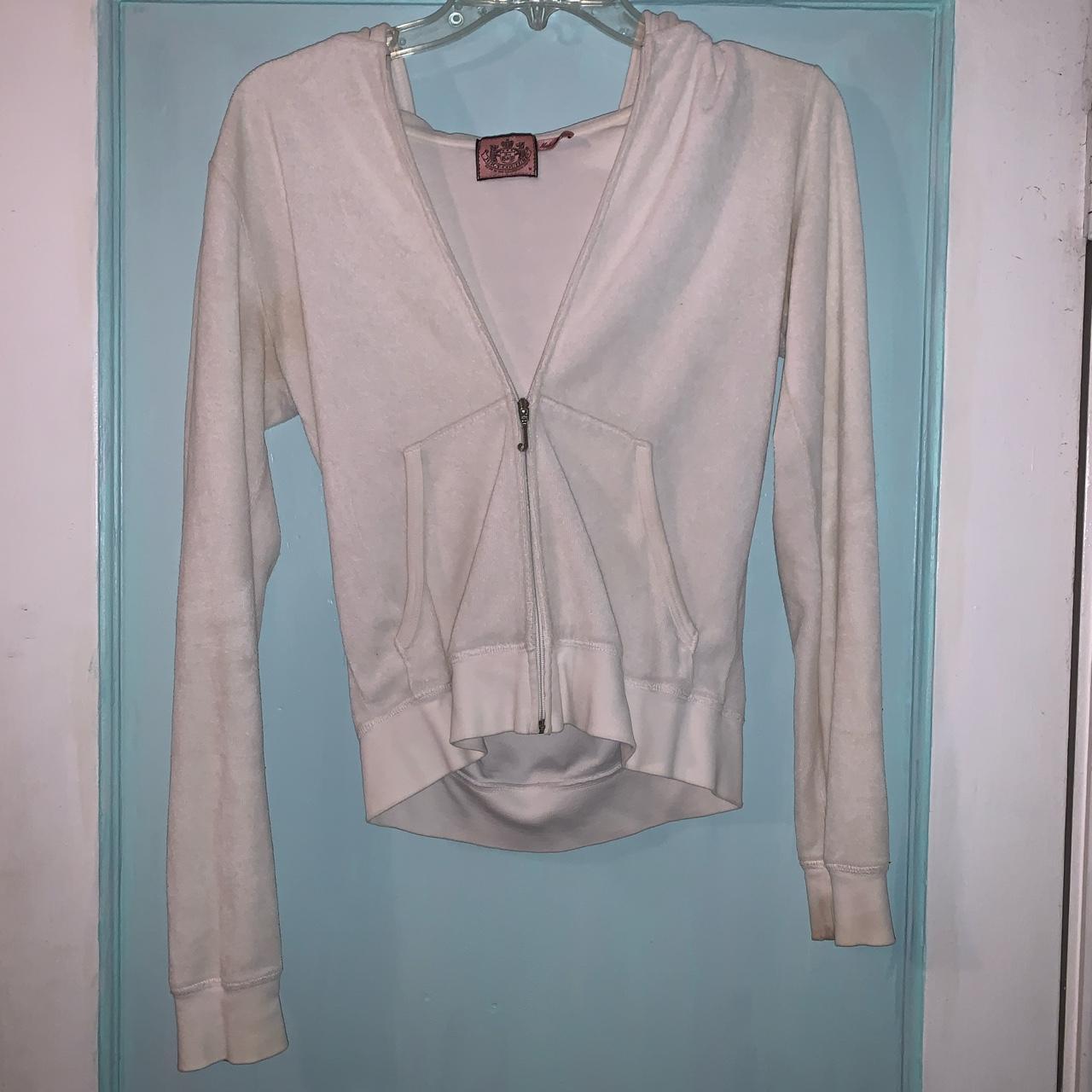 Juicy Couture White Terry Cloth Jacket Stains and... - Depop
