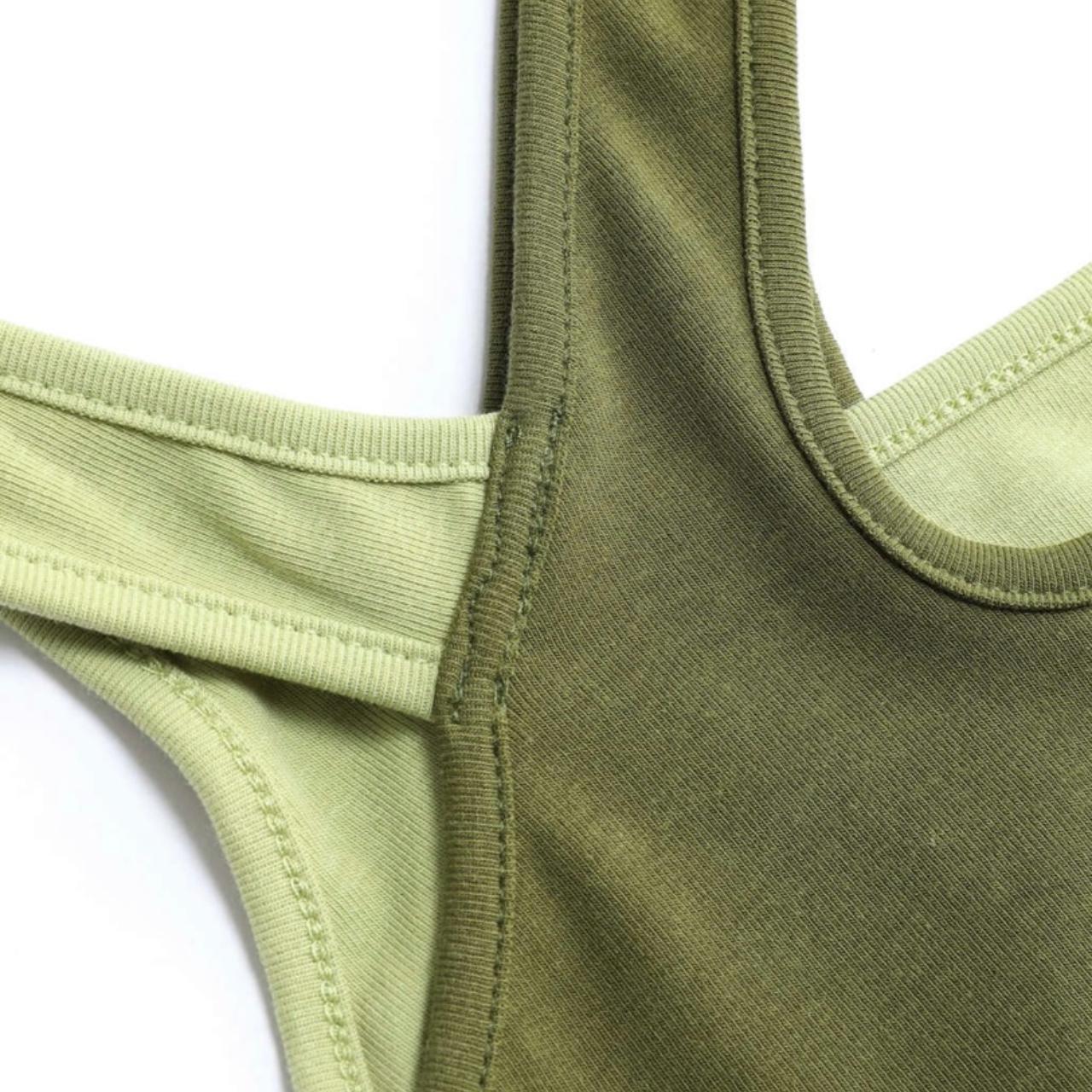 Cider patchwork two tone tank top in matcha green.... - Depop