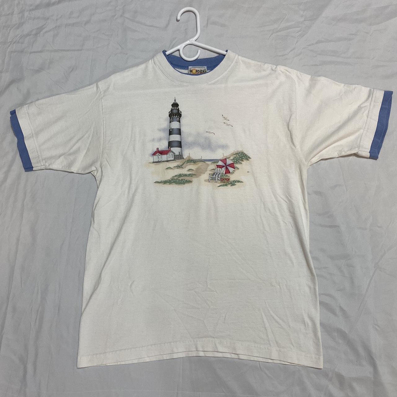 Vtg Lighthouse Tee Morning Sun Made in U.S.A. Size L - Depop