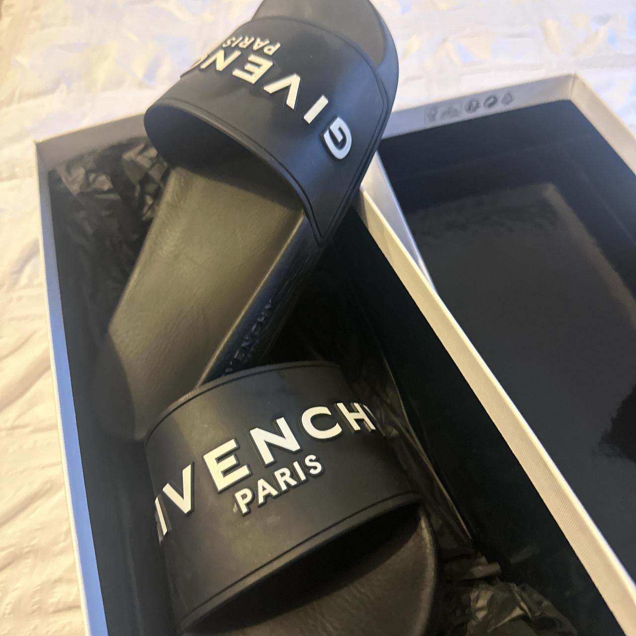 Black Givenchy slides with dust bags and box - Depop