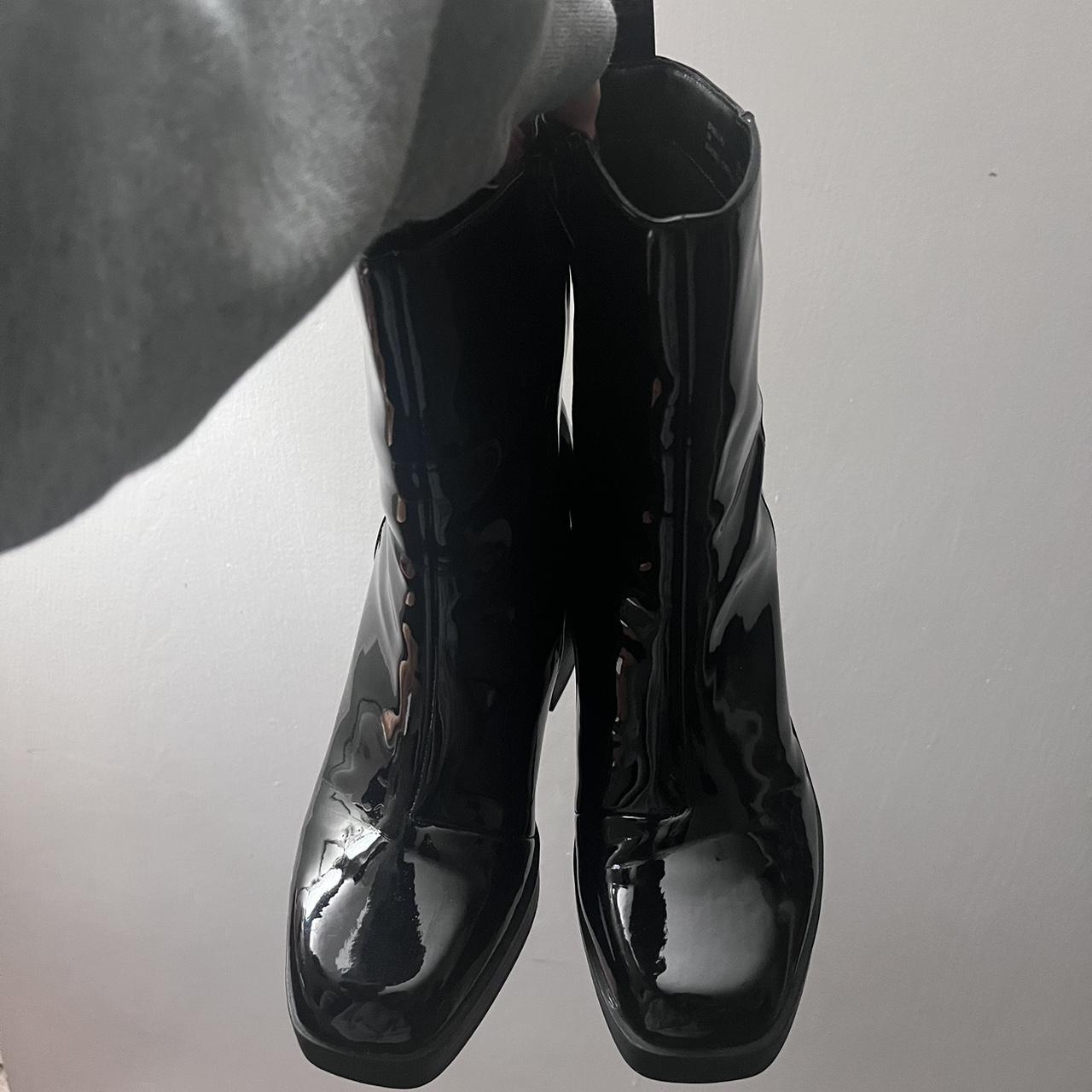 BP faux patent leather platform boots